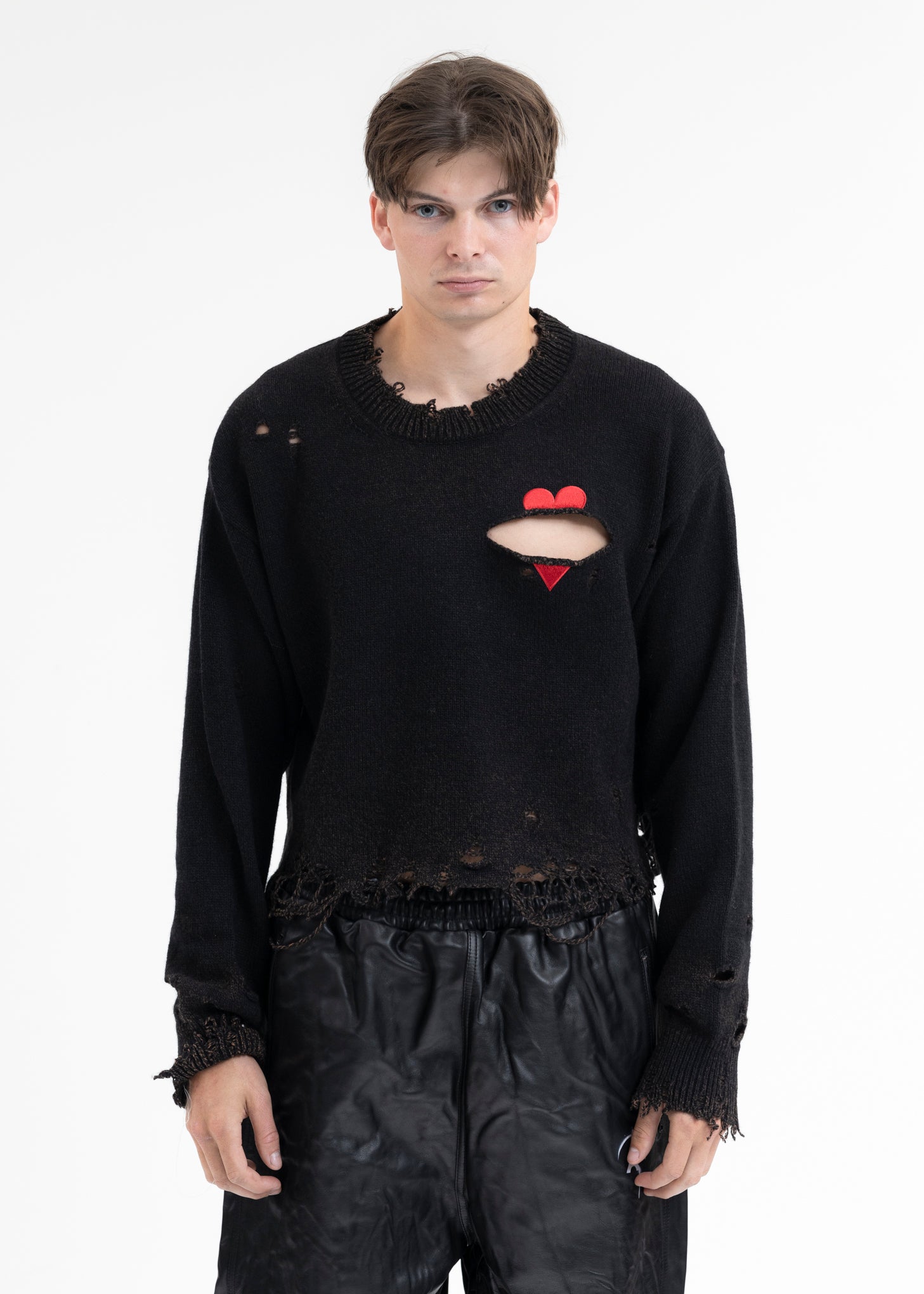 BLACK BROKEN HEART KNIT PULLOVER – 017 Shop