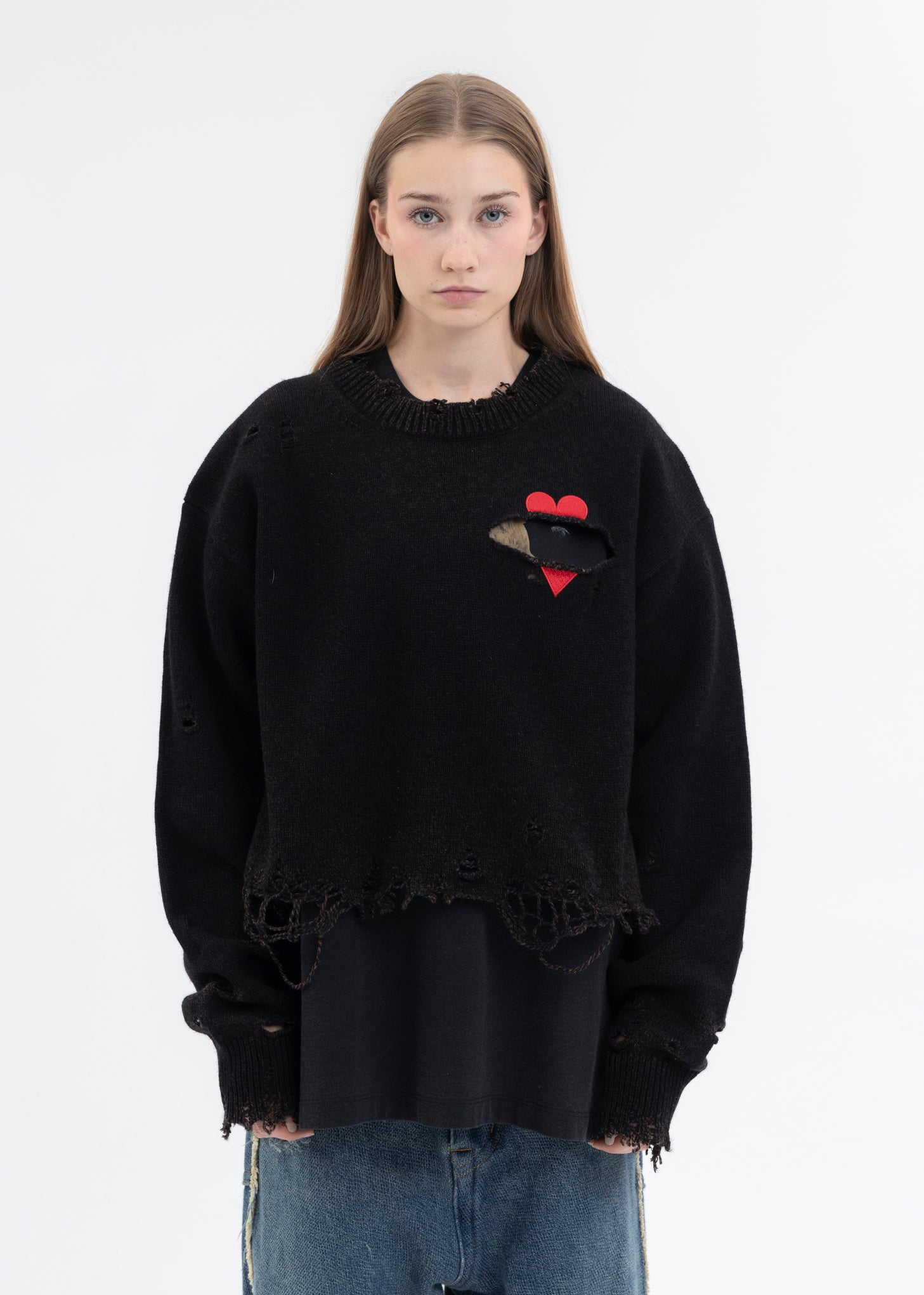 BLACK BROKEN HEART KNIT PULLOVER – 017 Shop