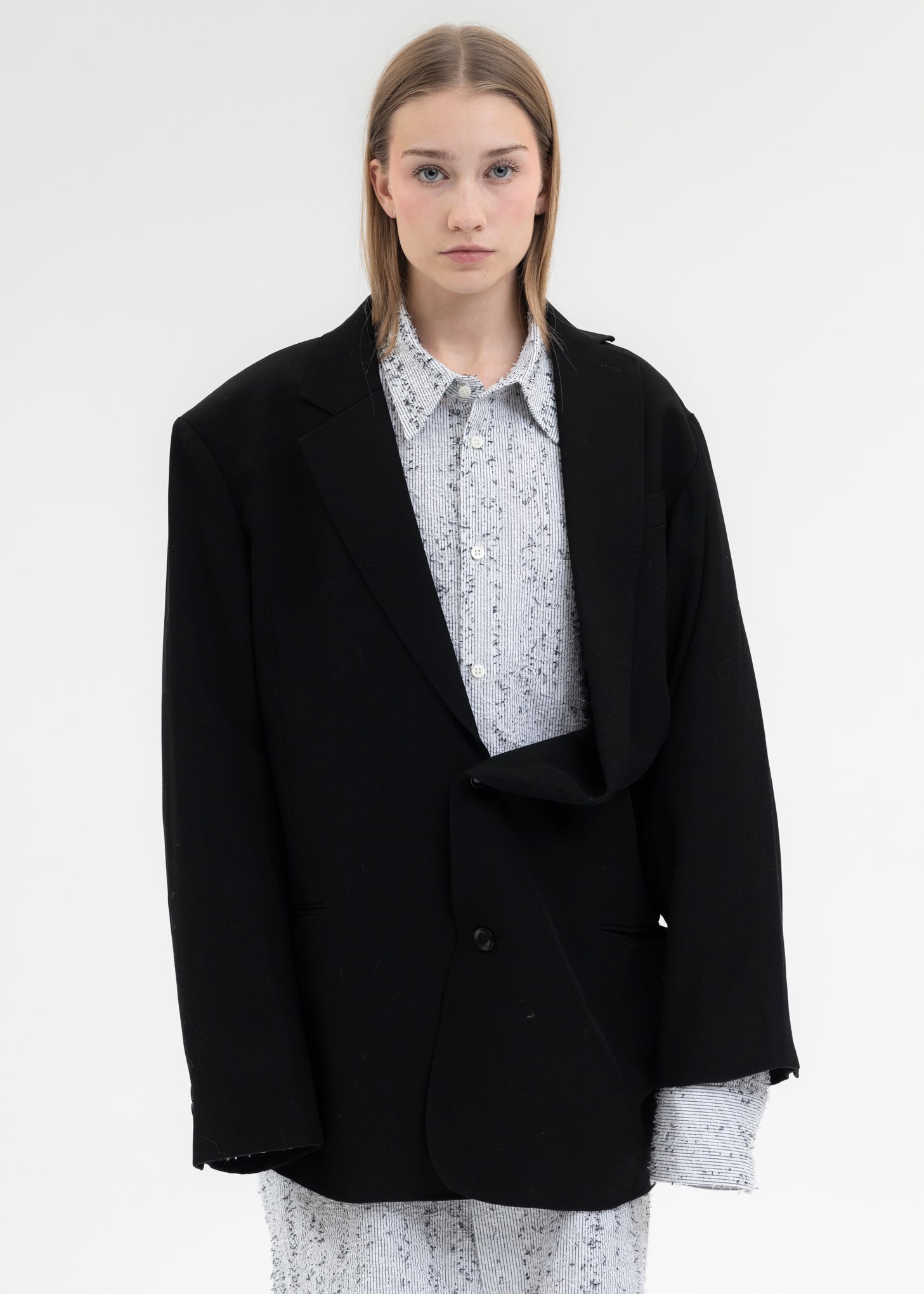 BLACK HALF LOOSE TAILORED JACKET – 017 Shop