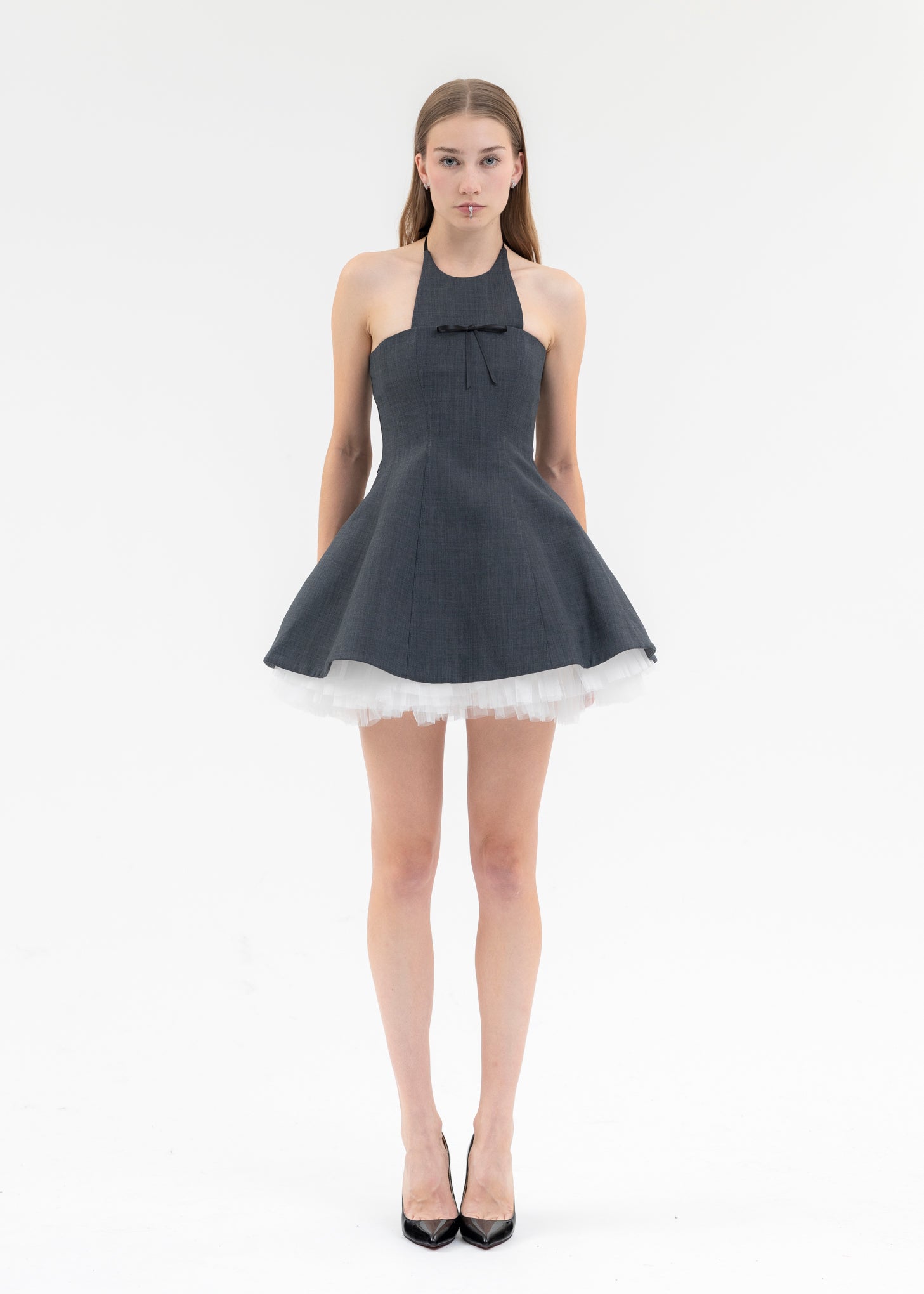 Grey Two-Piece Strapless Puffy Dress – 017 Shop