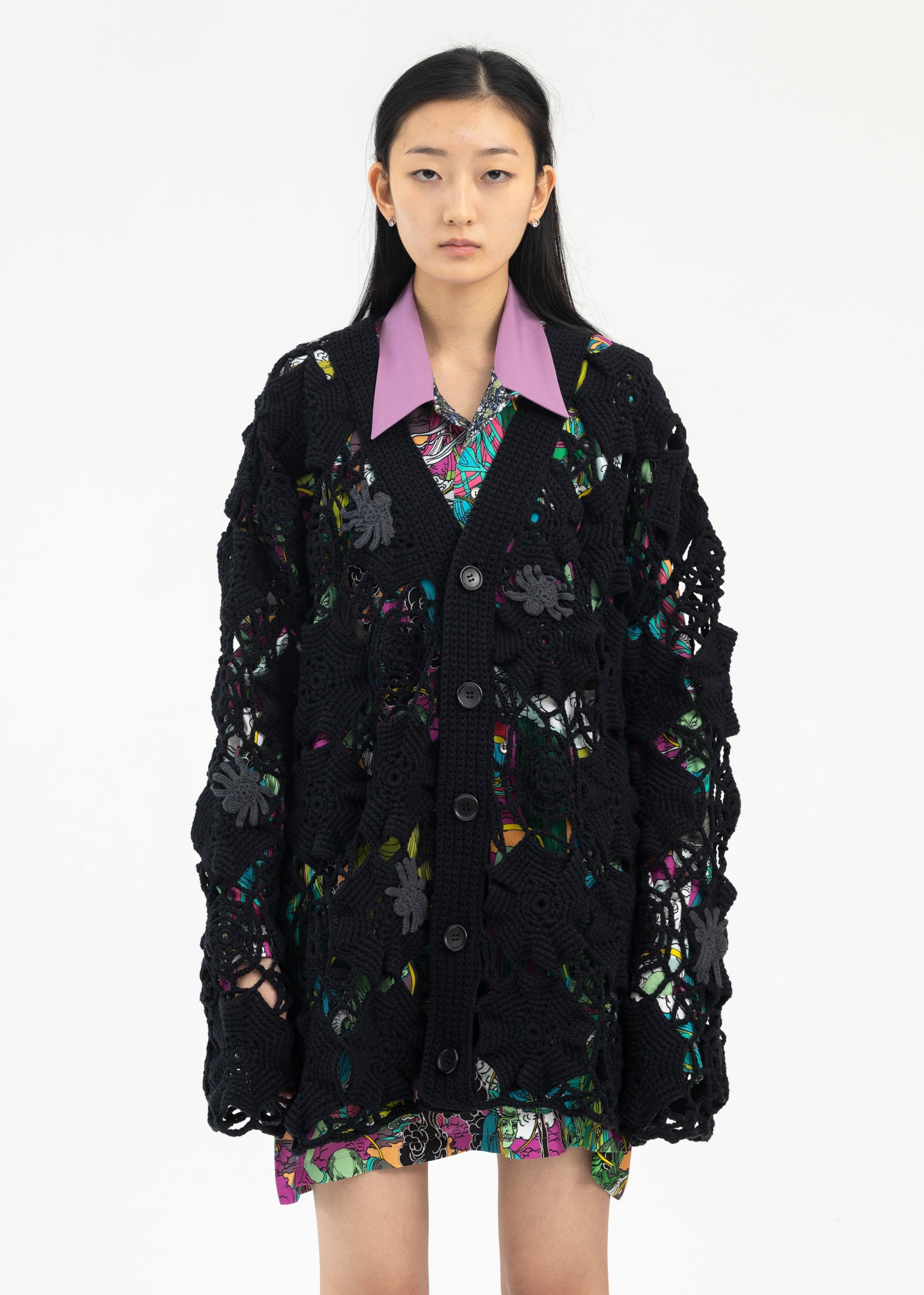 BLACK SPIDER KNIT CARDIGAN COLLABORATION WITH RURUMU: – 017 Shop