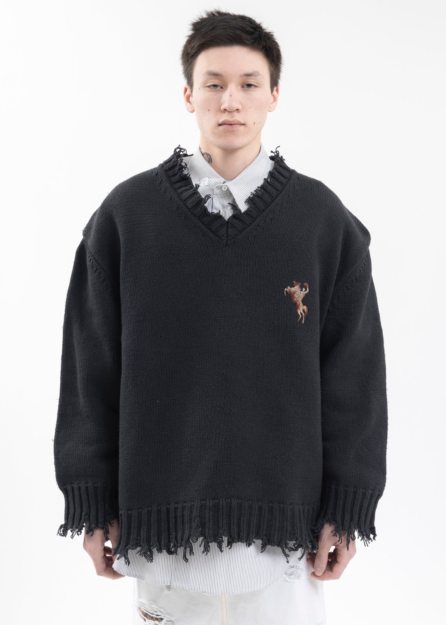 BLACK OVERSIZED KNIT PULLOVER – 017 Shop