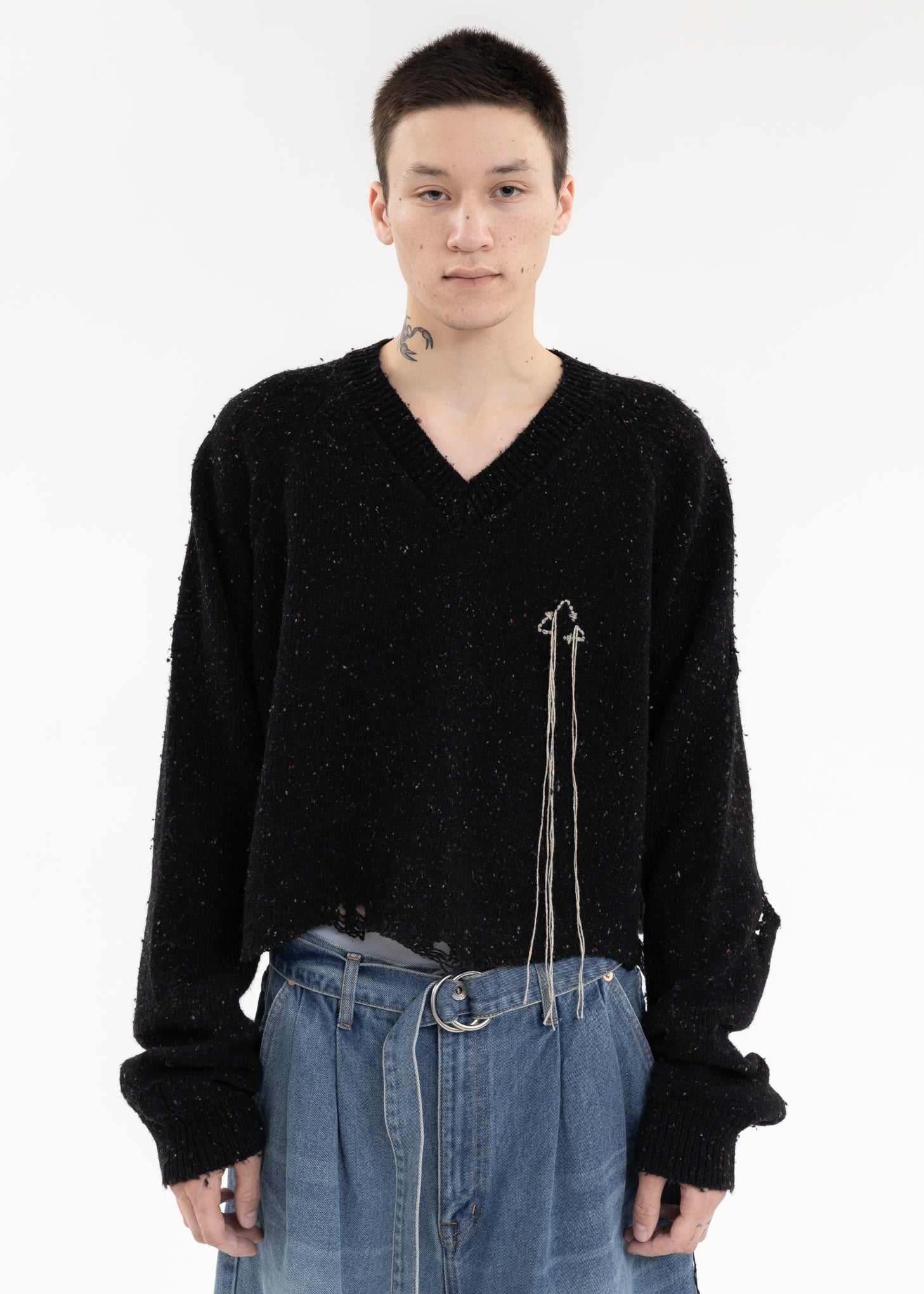 Black MAGNET ATTACHED KNIT PULLOVER – 017 Shop