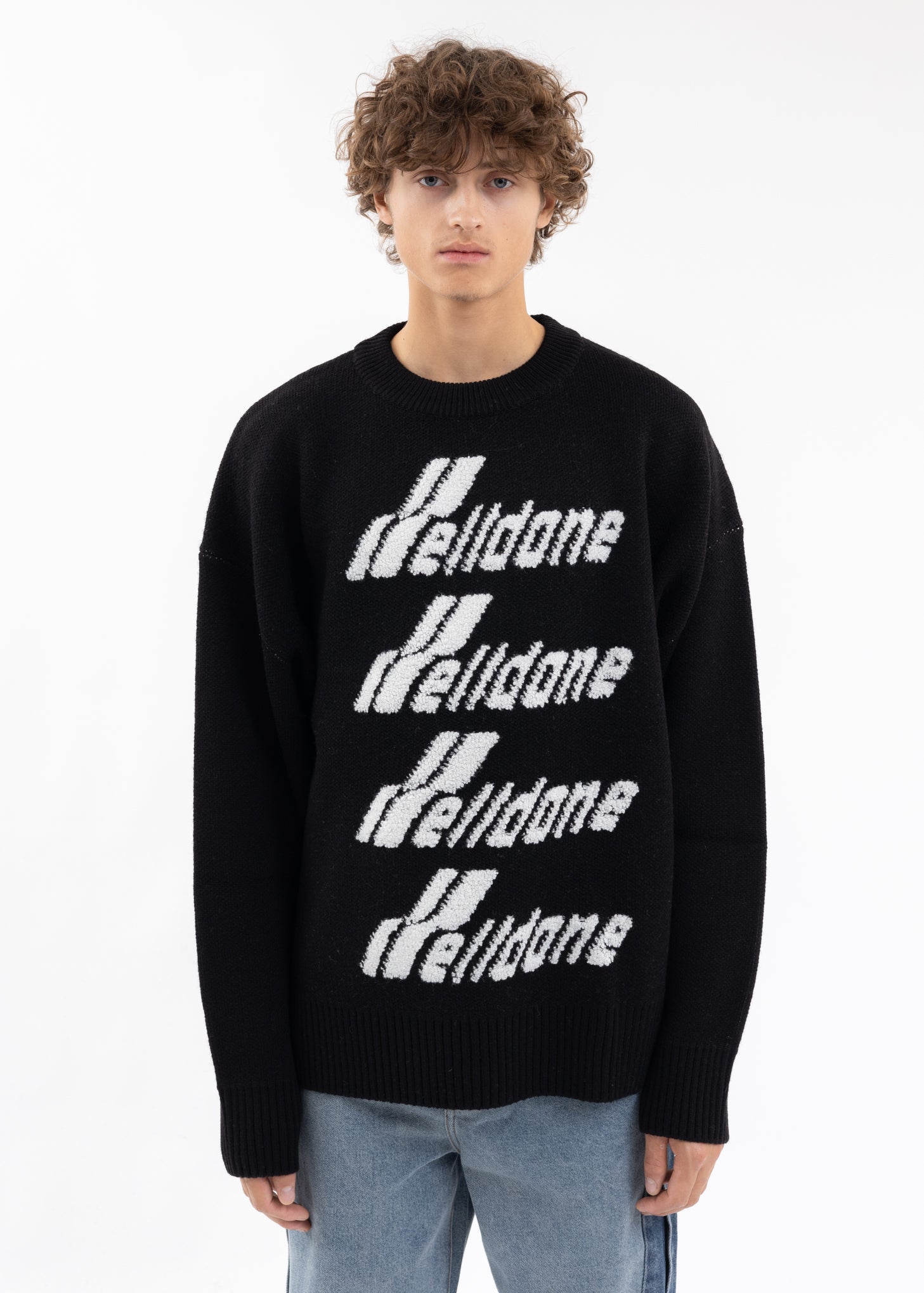 BLACK LOGO PILE KNIT SWEATER – 017 Shop