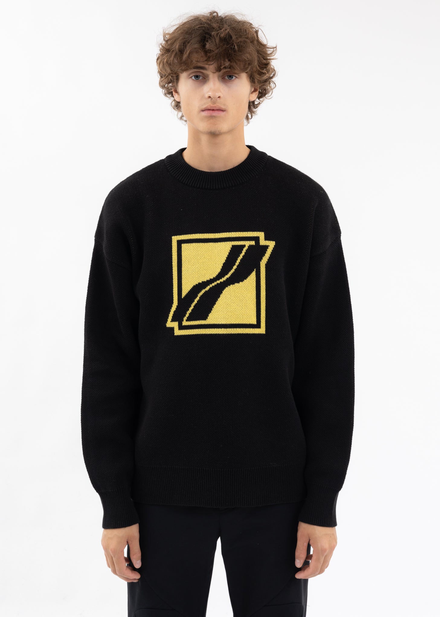 BLACK SQUARE LOGO JACQUARD KNIT PULLOVER – 017 Shop