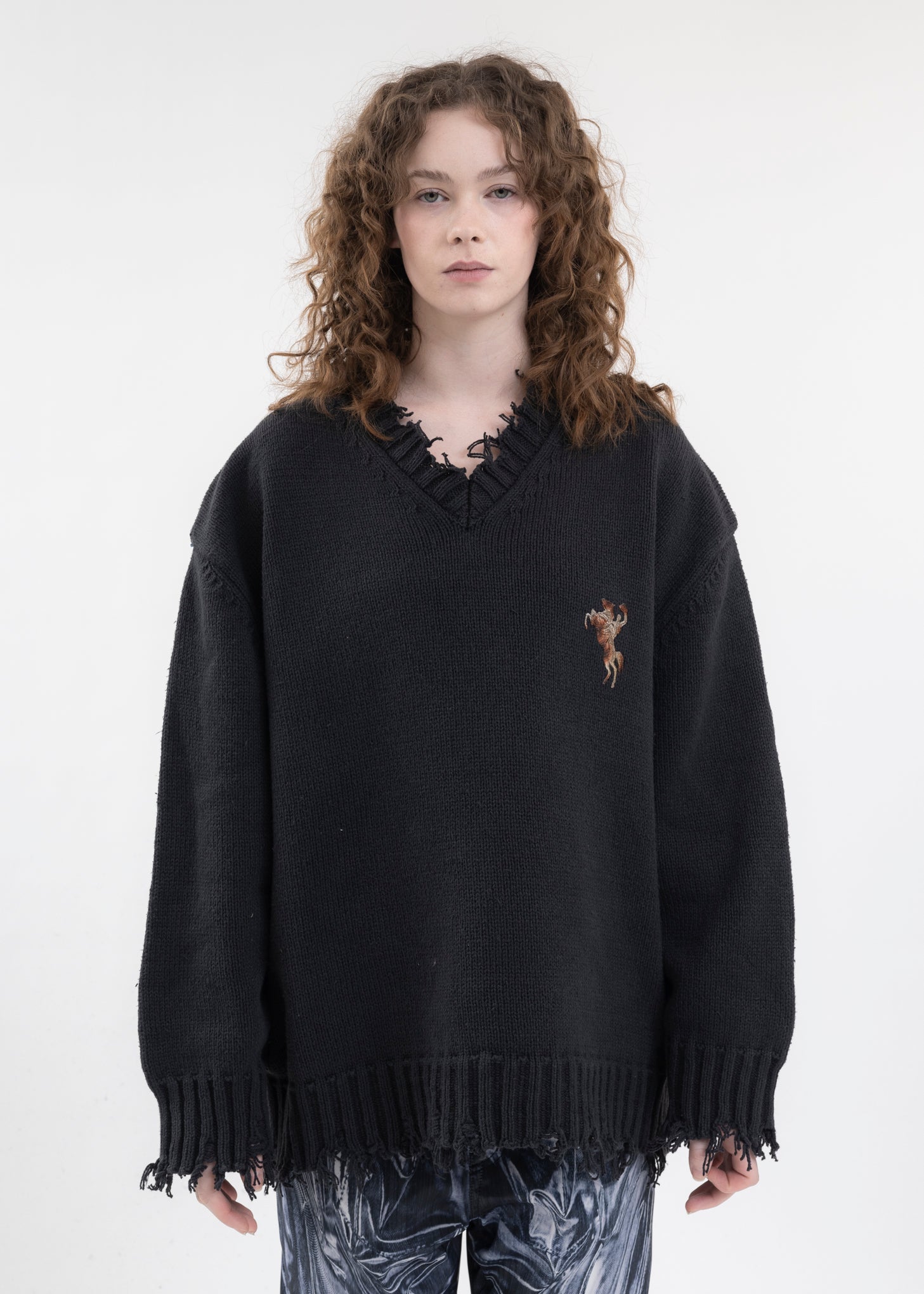 BLACK OVERSIZED KNIT PULLOVER – 017 Shop