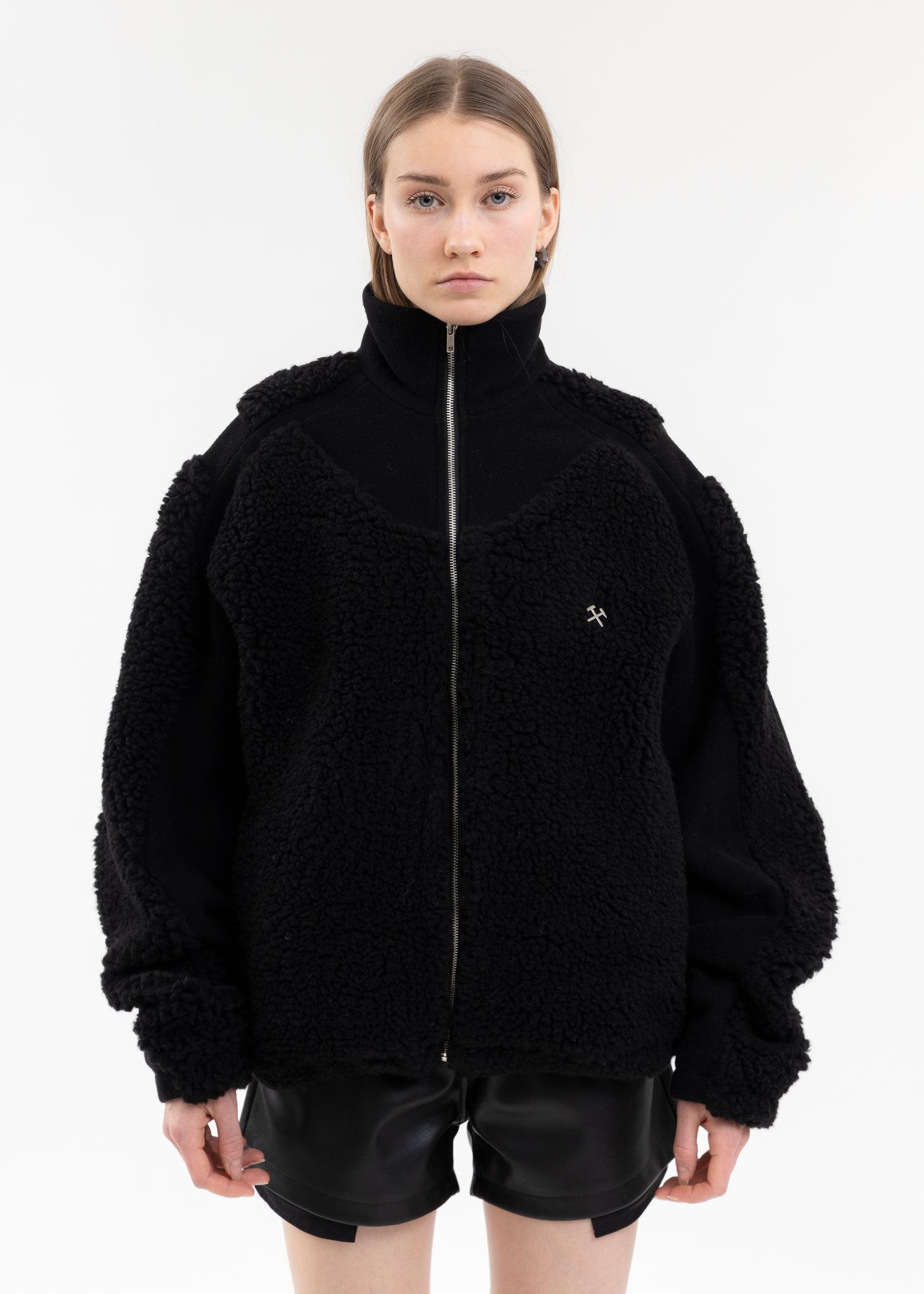 BLACK TWO-TONE FLEECE JACKET – 017 Shop