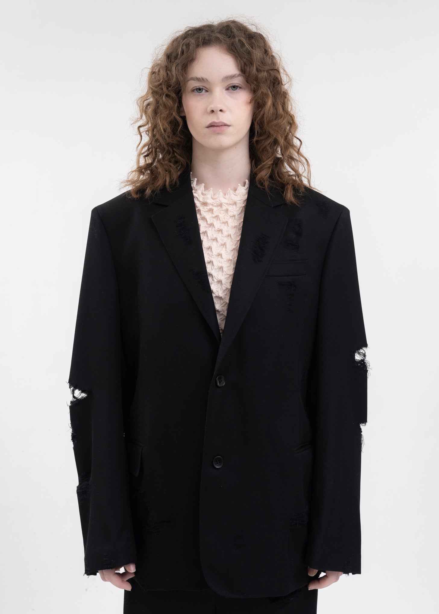 BLACK DESTROYED TAILORED JACKET – 017 Shop