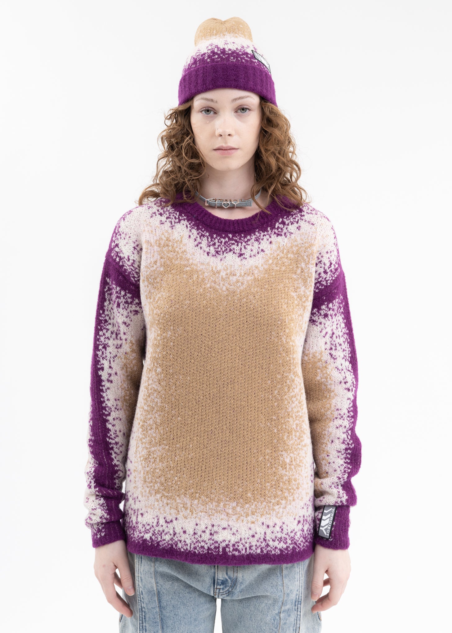 PURPLE / BEIGE GRADIENT HEAVY KNIT SWEATER – 017 Shop