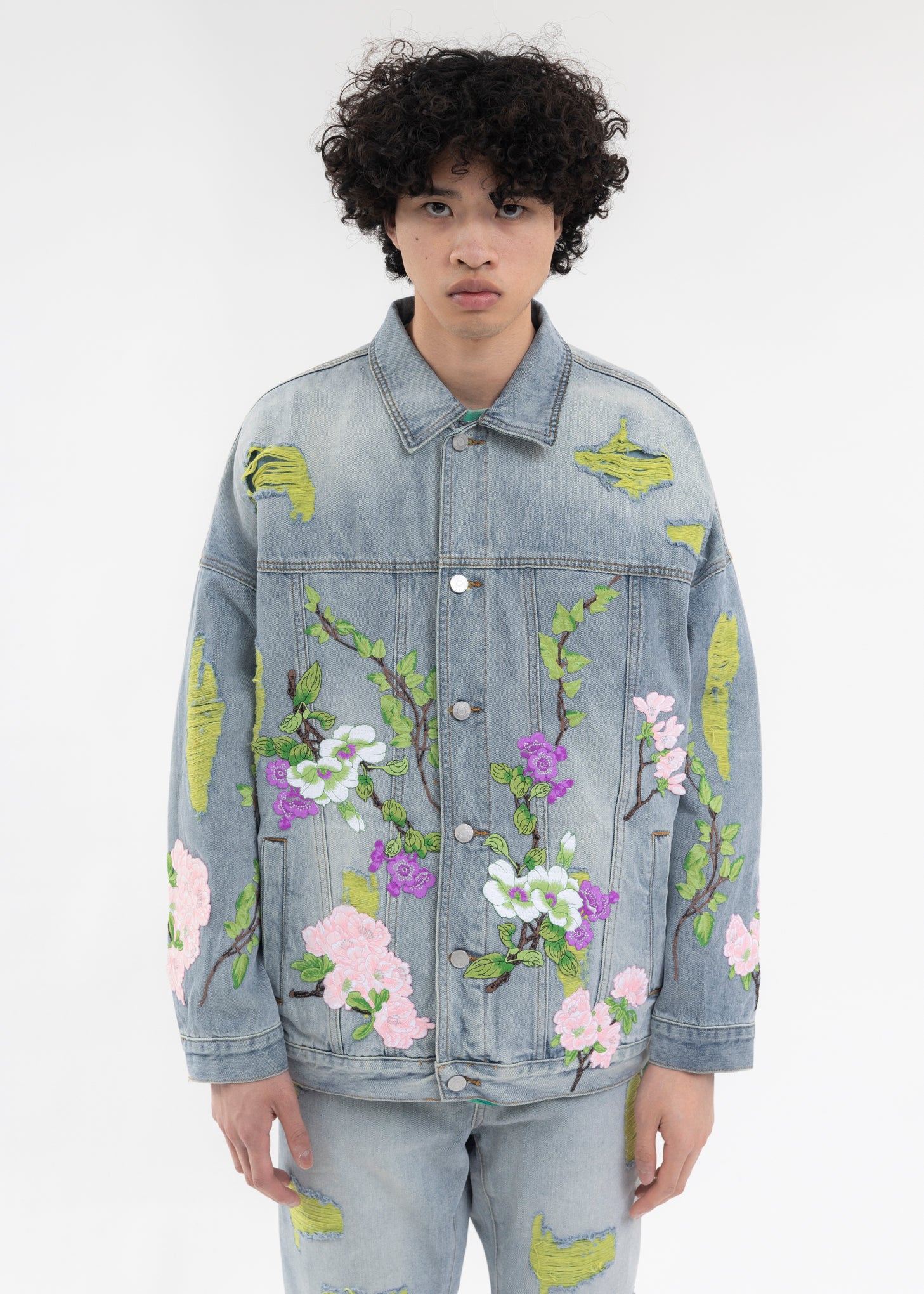 INDIGO EMBROIDERY PATCHWORK DENIM JACKET – 017 Shop