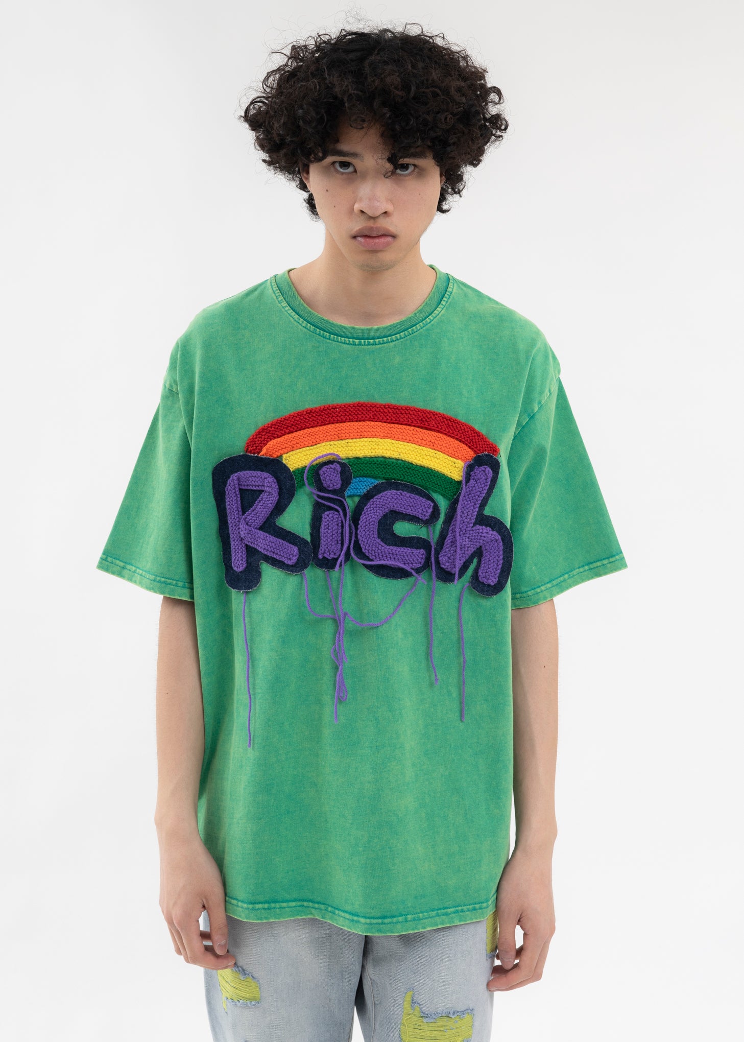 GREEN EMBROIDERY PATCHWORK T-SHIRT – 017 Shop