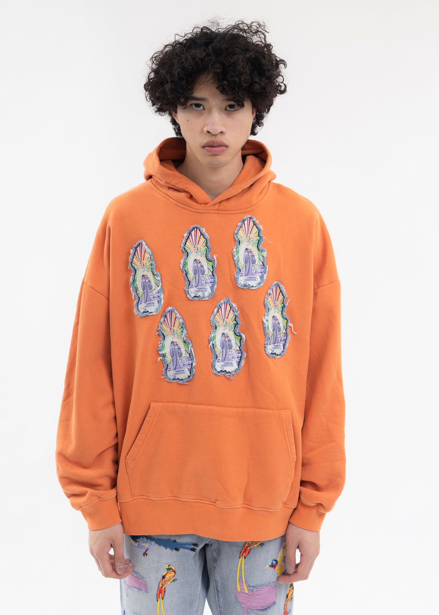 ORANGE PATCHWORK HOODIE – 017 Shop