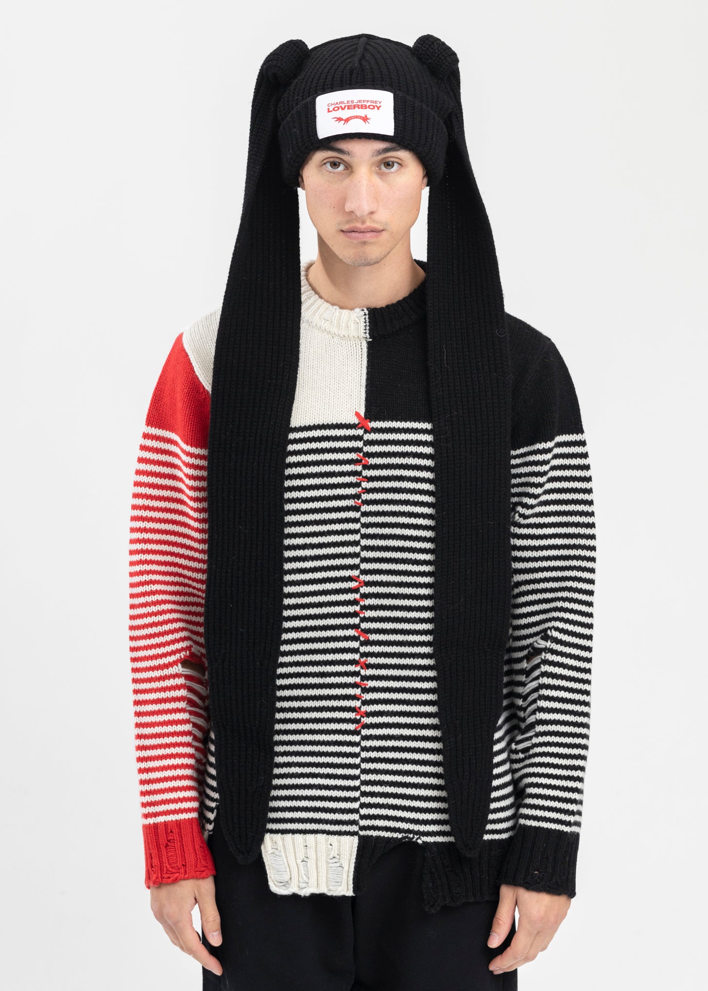 BLACK EXTRA LONG RABBIT EARS BEANIE – 017 Shop