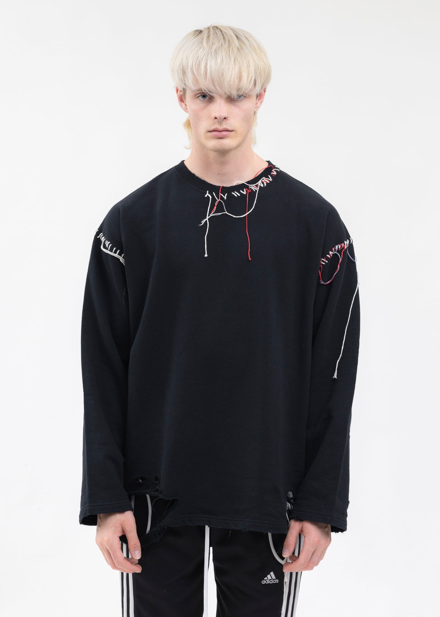 Black LOOPING DAMAGE SWEAT – 017 Shop