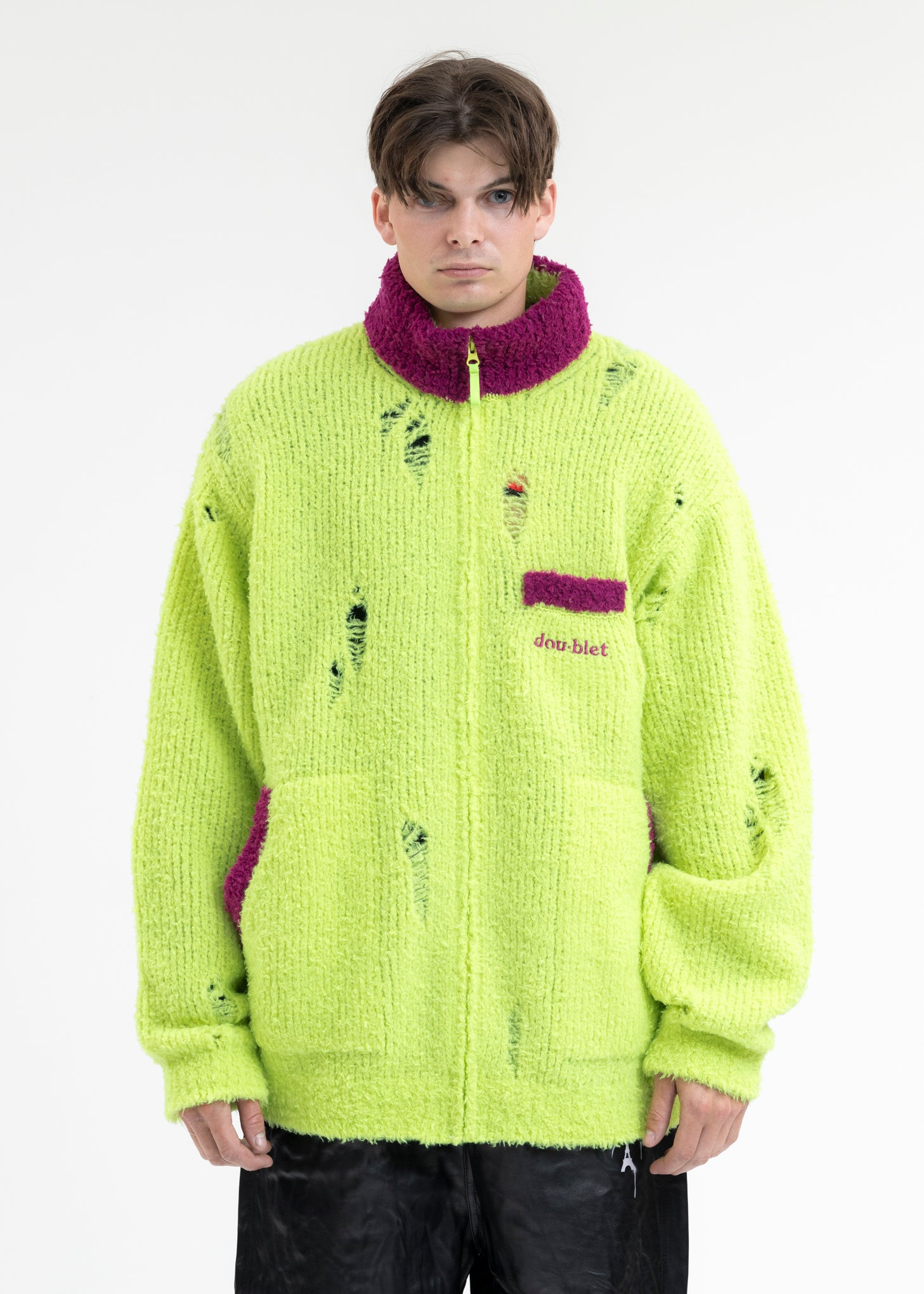 NEON YELLOW FLEECE KNIT BLOUSON – 017 Shop