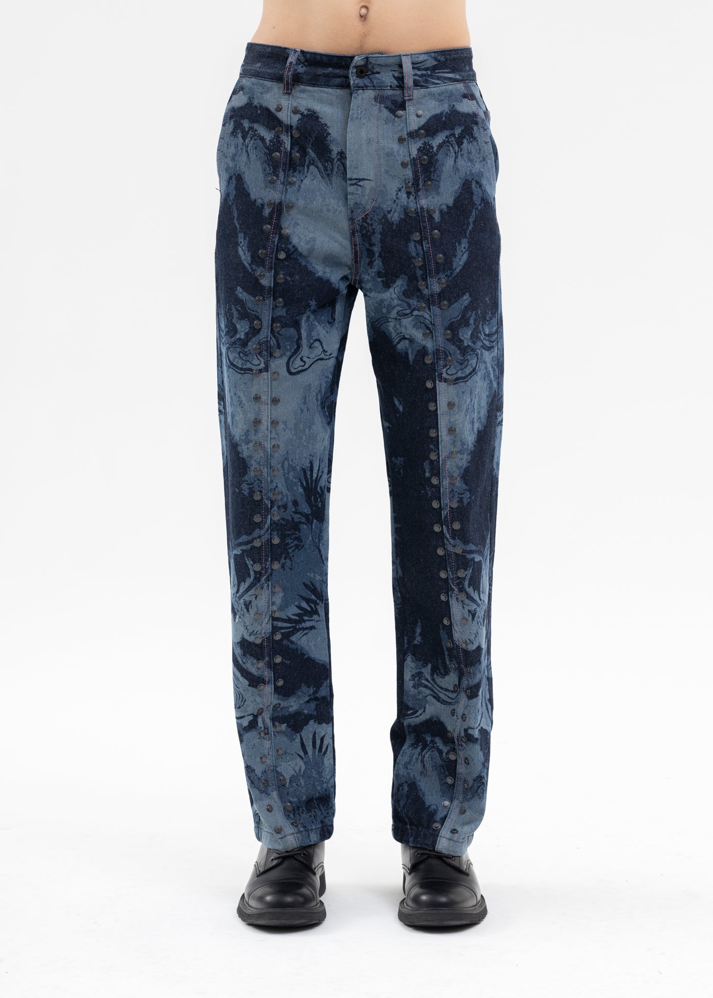 NAVY LASER PRINTED PHOENIX DENIM WITH STUDS FRONT – 017 Shop