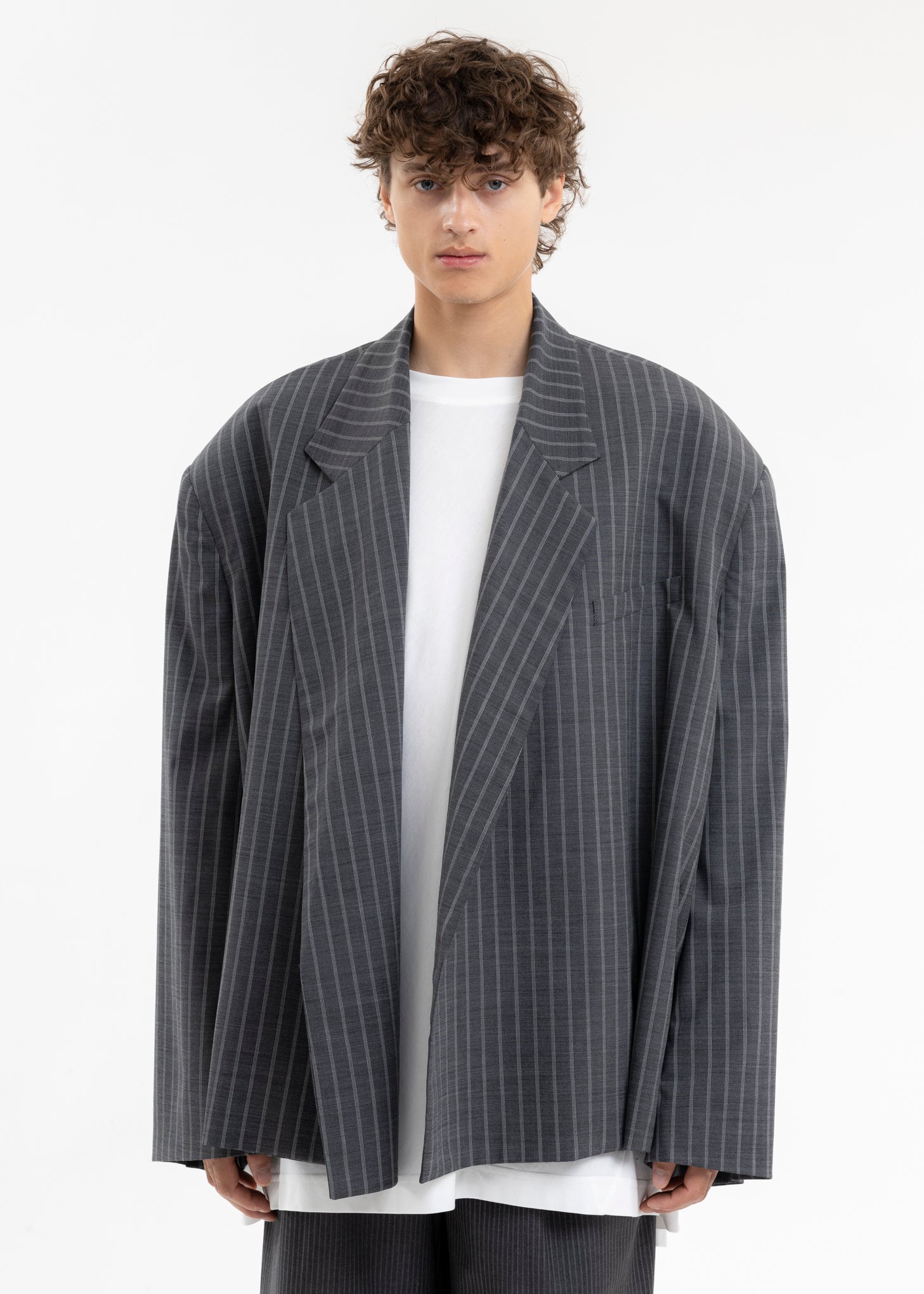 GREY PINSTRIPES GRPINS Cropped Jacket – 017 Shop