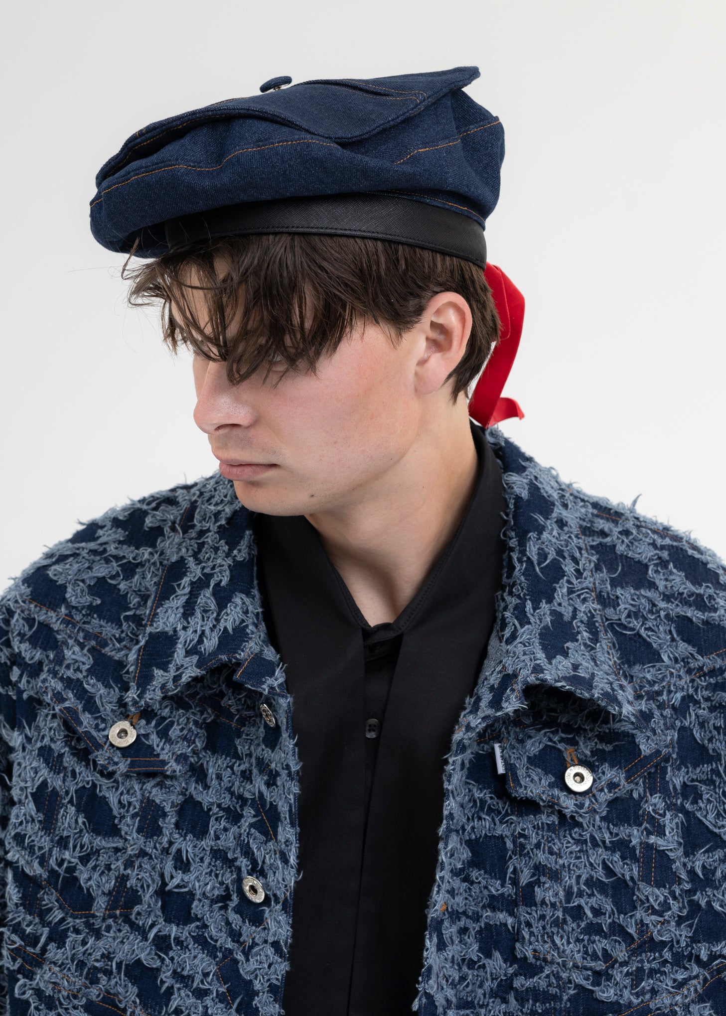 BLUE SLASHED DENIM BERET – 017 Shop