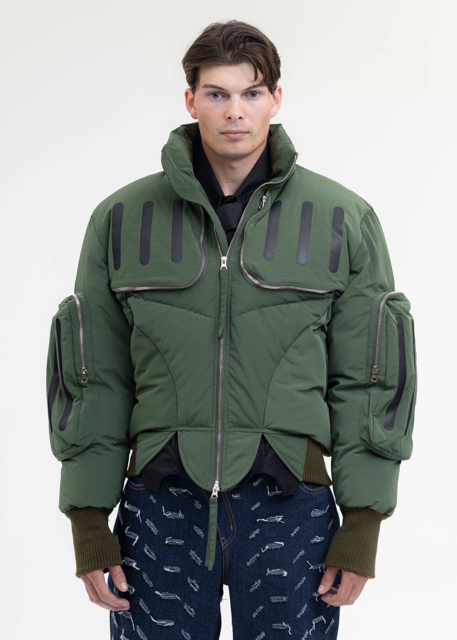 OLIVE SEAM-SEALED DOUBLE FLIGHT JACKET – 017 Shop