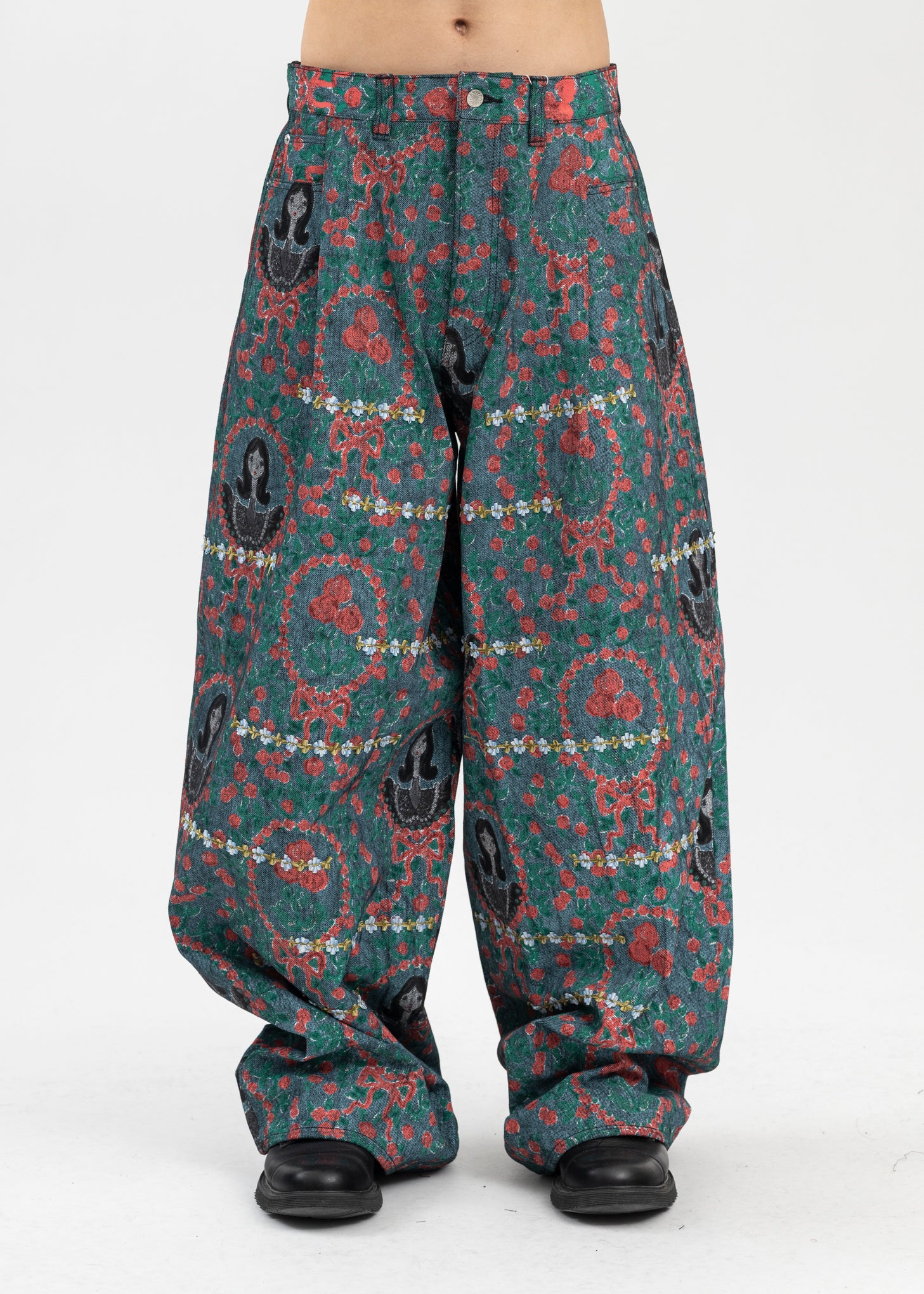 BLUE GIRL TUCK DENIM PANTS GIRL PRINT PATTERN – 017 Shop