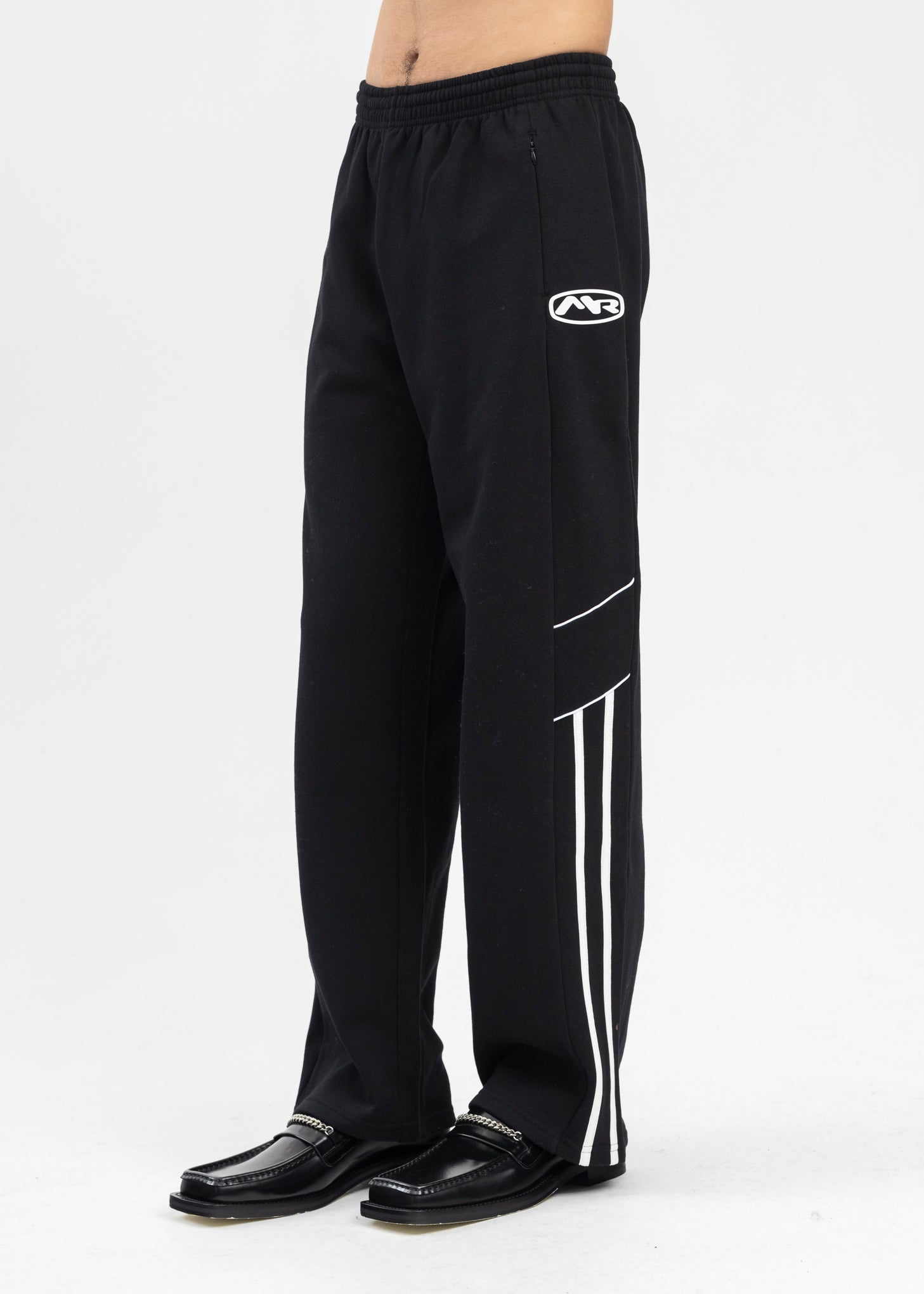 BLACK PANELLED WIDE LEG TRACK PANT – 017 Shop