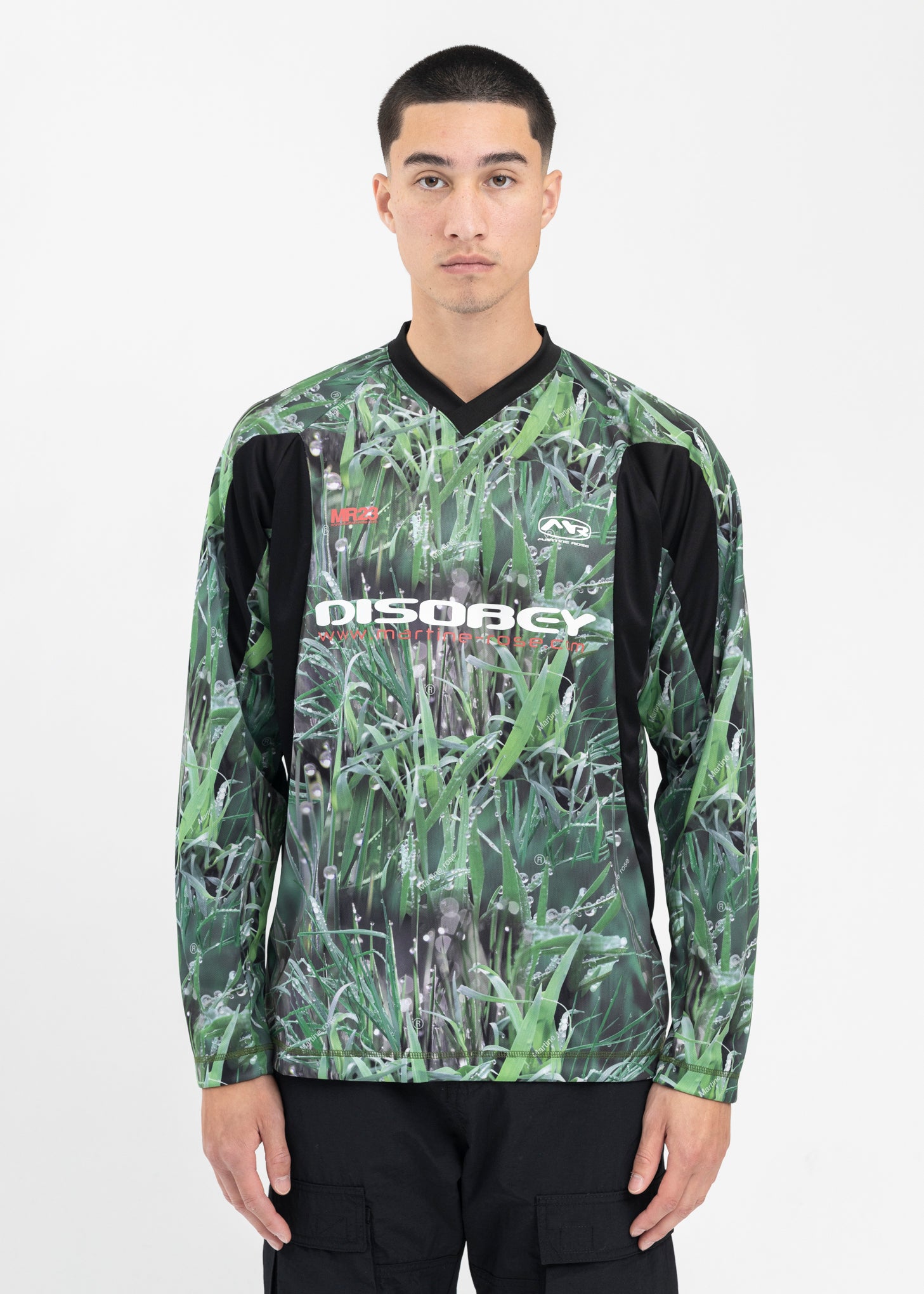 GRASS PRINT / BLACK PANELLED FOOTBALL TOP – 017 Shop