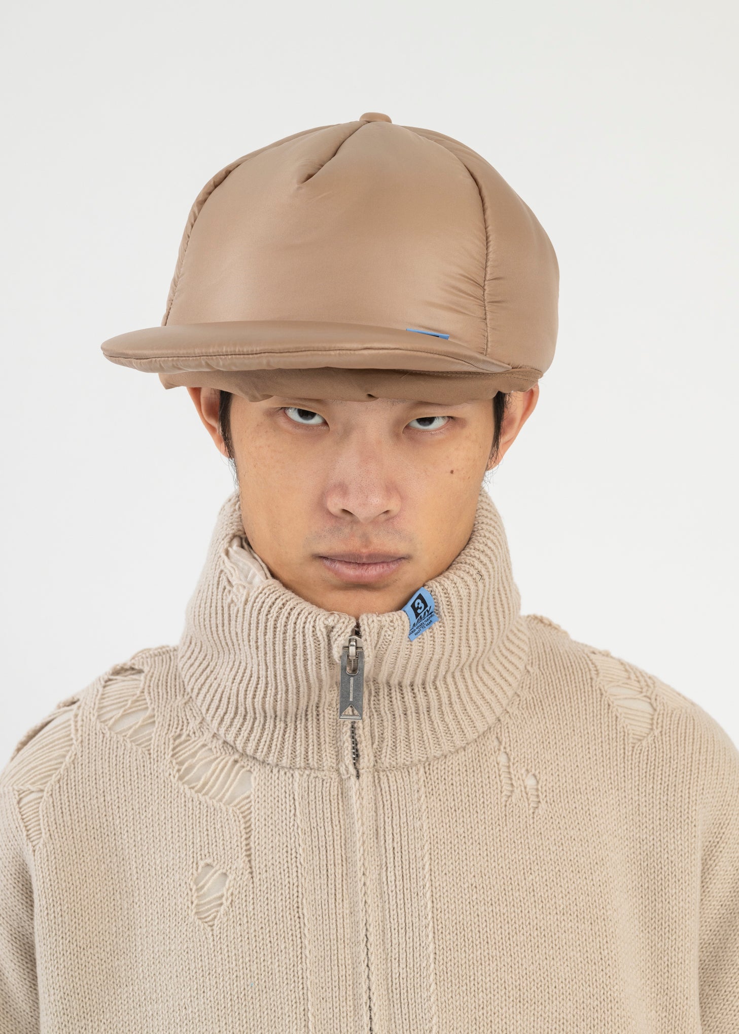 Beige Puffer Cap – 017 Shop