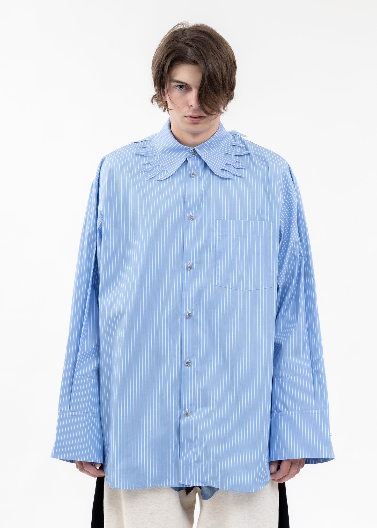 BLUE FLAME COLLAR STRIPE SHIRT – 017 Shop