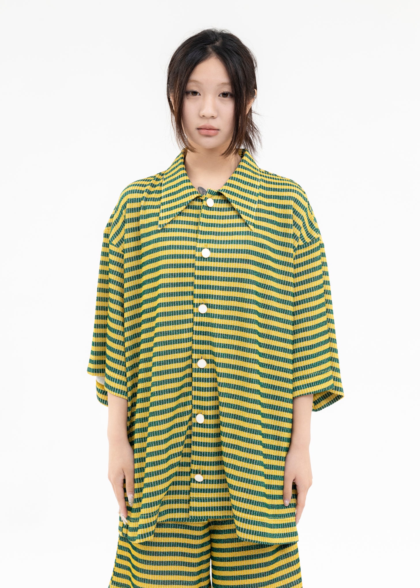 YELLOW AND GREEN LAME BORDER SHIRT – 017 Shop