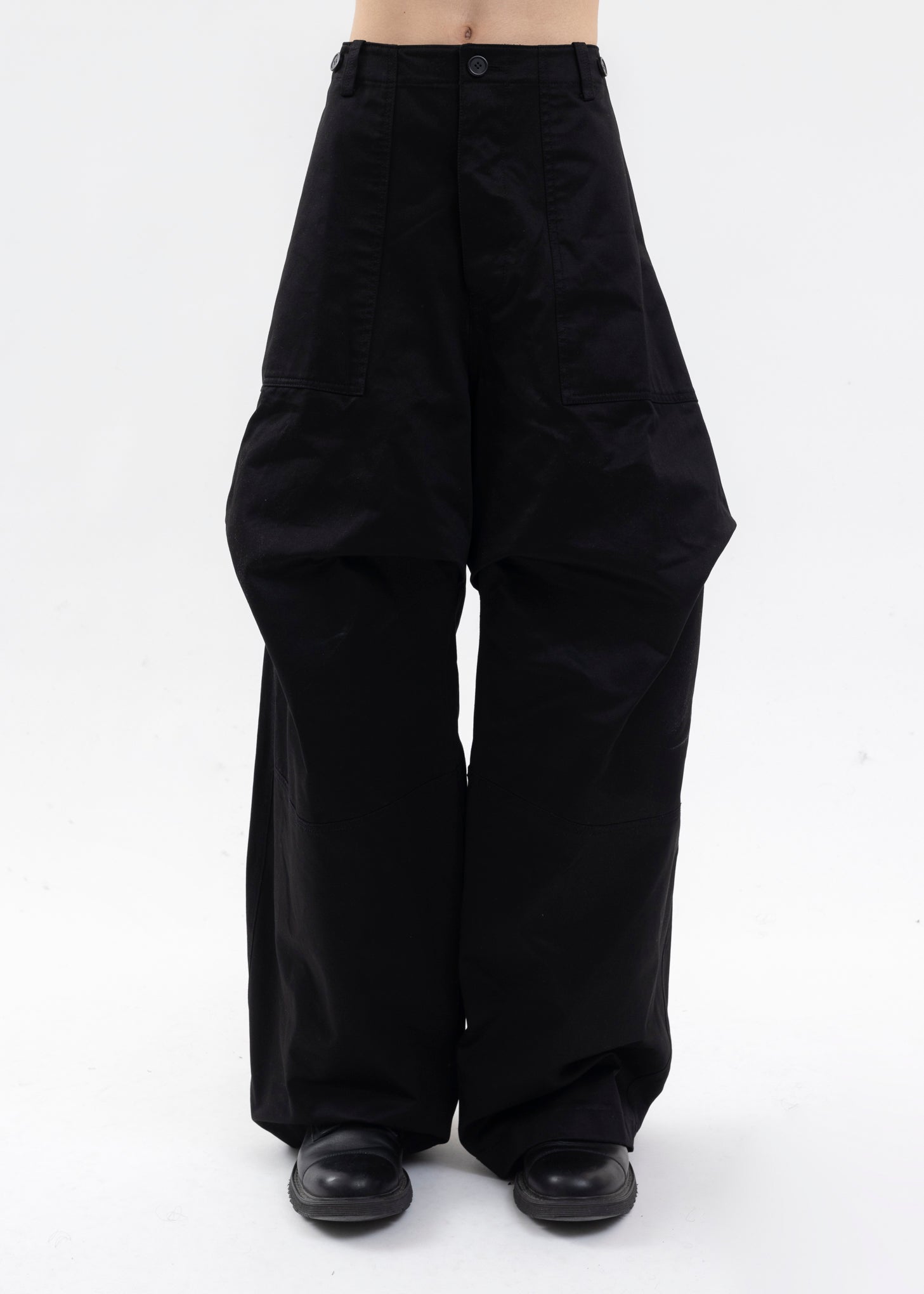 BLACK MENS SOLID FLAP POCKET WIDE-FIT PANTS – 017 Shop