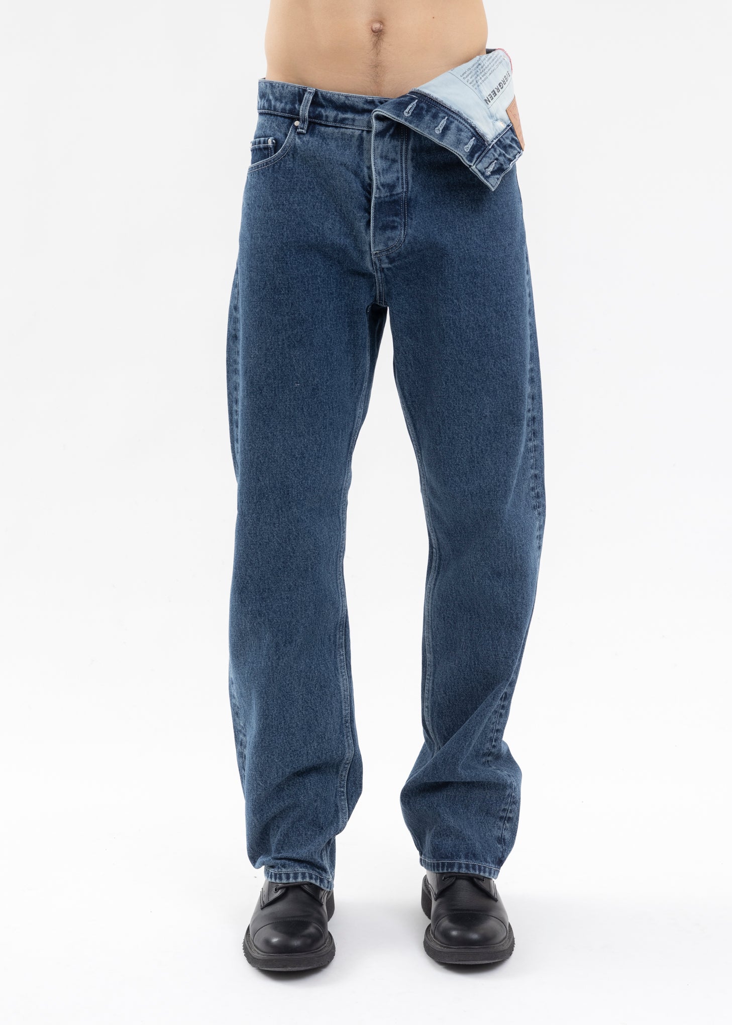 ICE BLUE CLASSIC ASYMMETRIC WAIST JEANS – 017 Shop