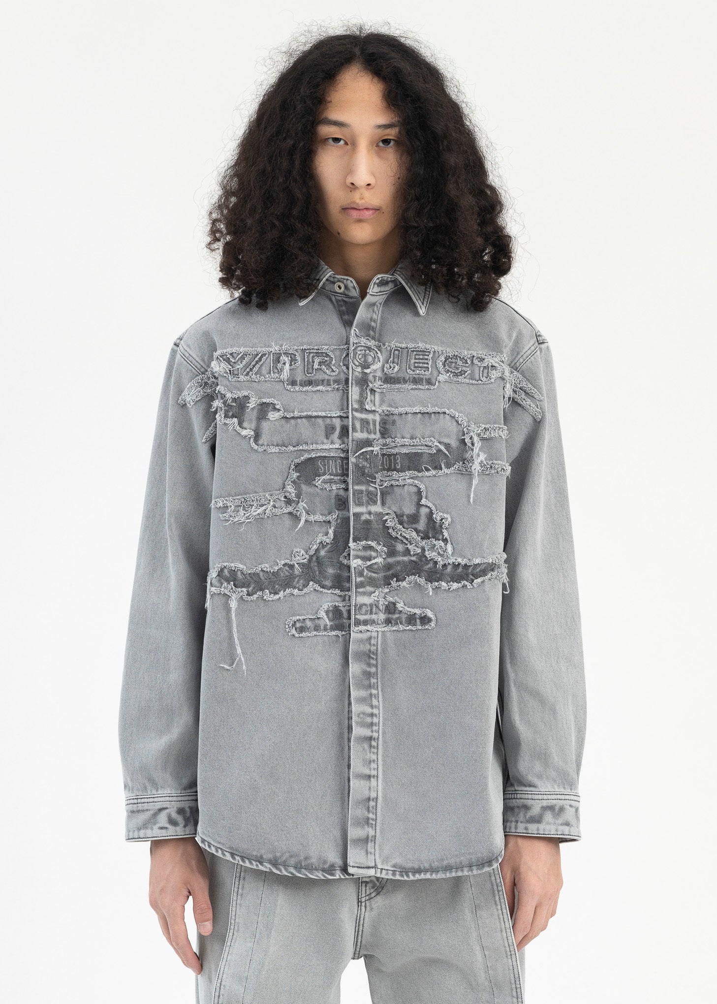 GREY EVERGREEN PARIS' BEST PATCH DENIM SHIRT – 017 Shop