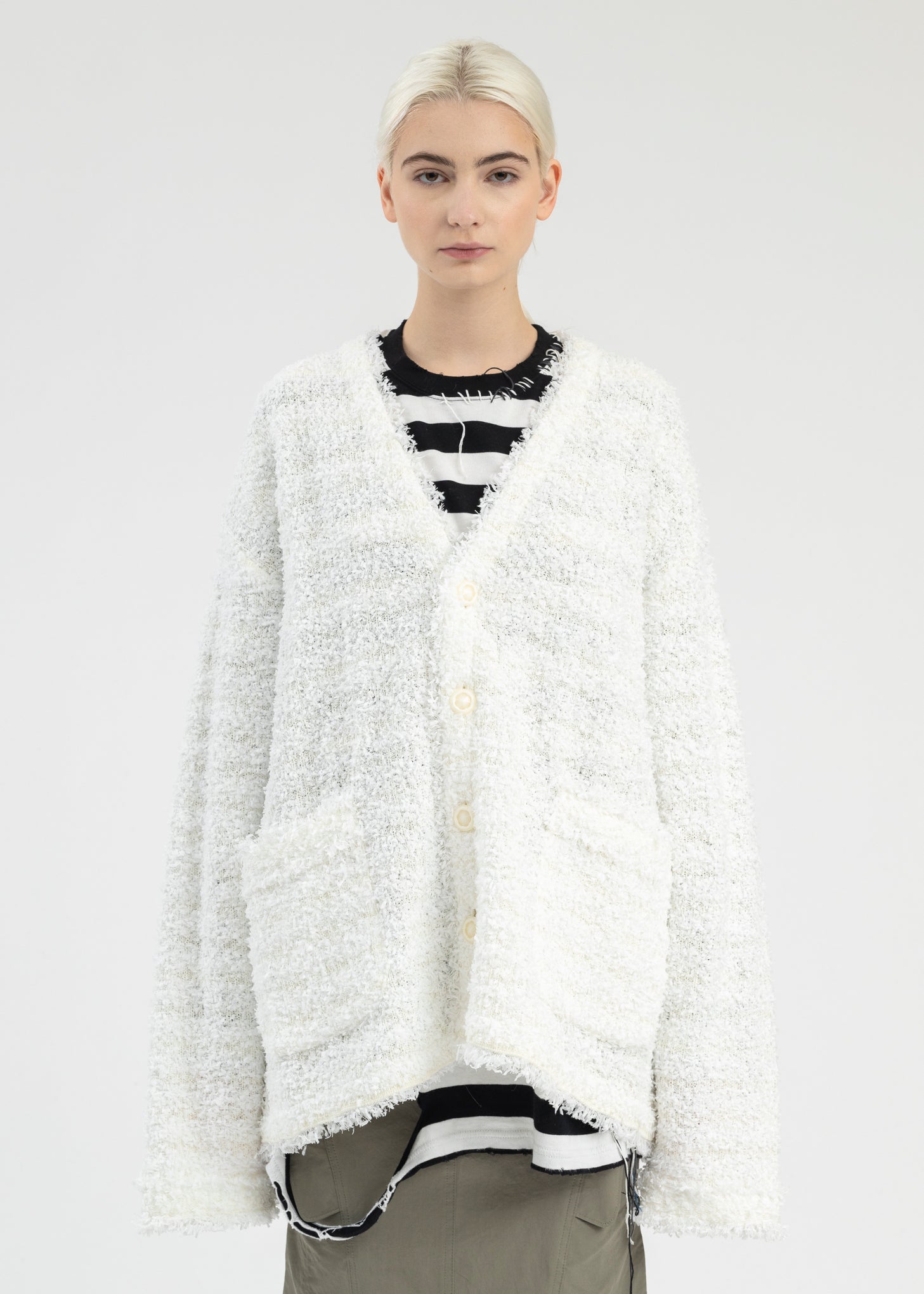 WHITE COCO TWEED KNIT CARDIGAN JKT – 017 Shop