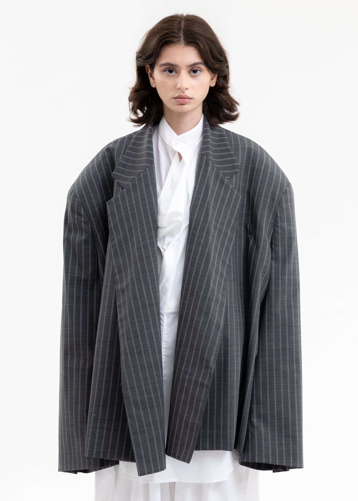 GREY PINSTRIPES GRPINS Cropped Jacket – 017 Shop