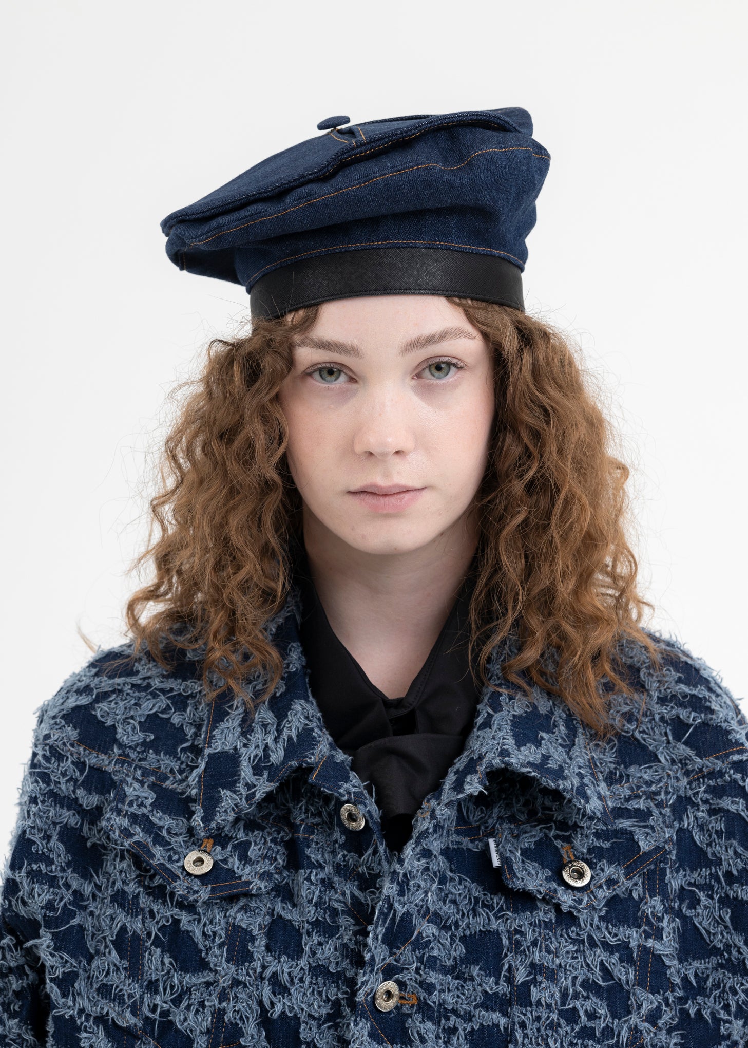 BLUE SLASHED DENIM BERET – 017 Shop