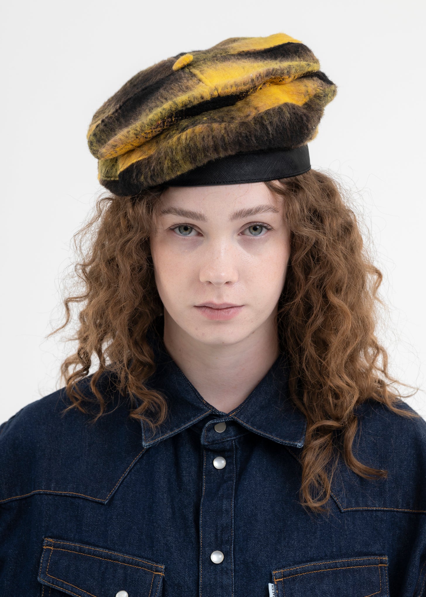 YELLOW SLASHED MOHAIR BERET – 017 Shop
