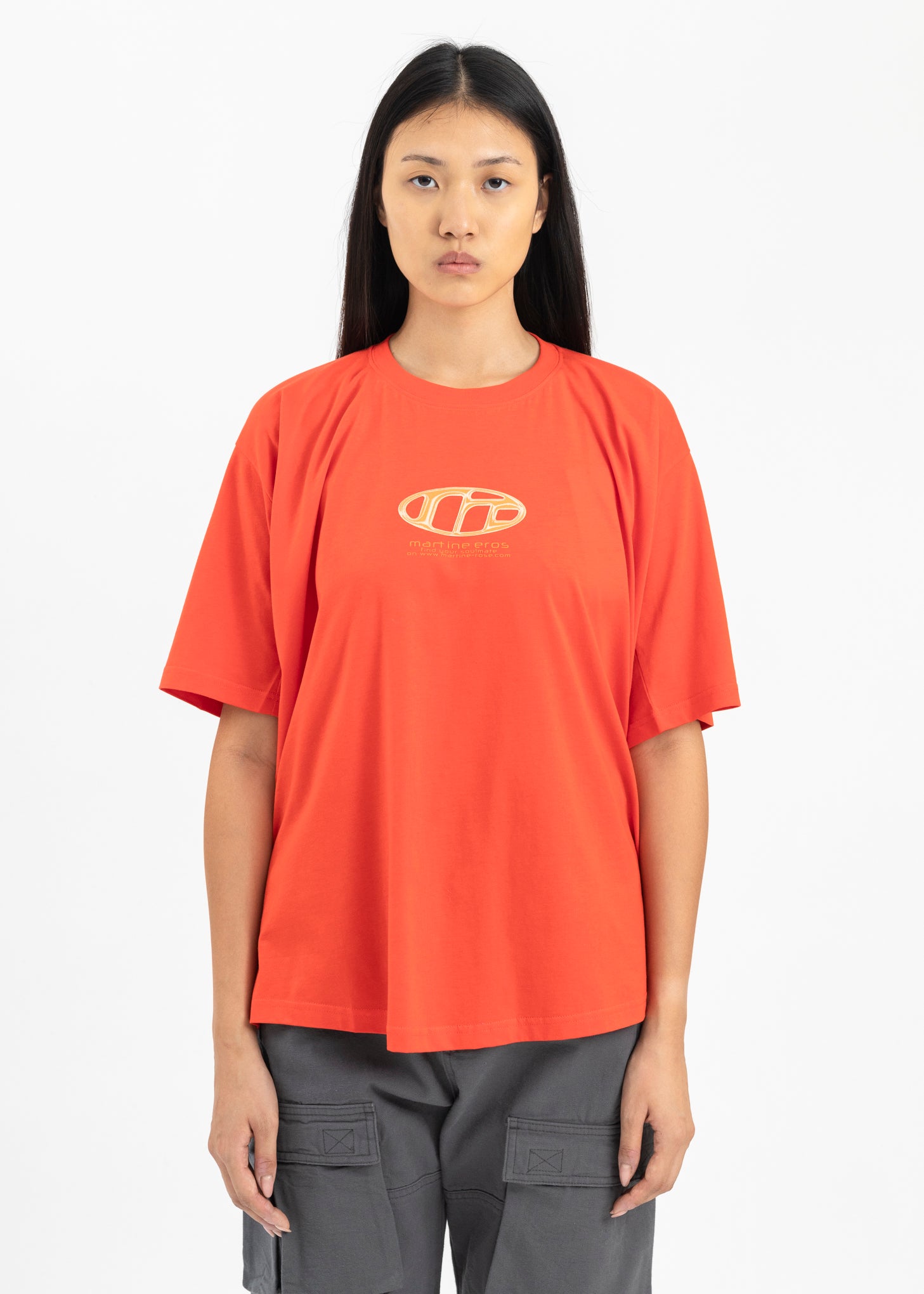 RED / CYBER PULLED NECK T-SHIRT – 017 Shop