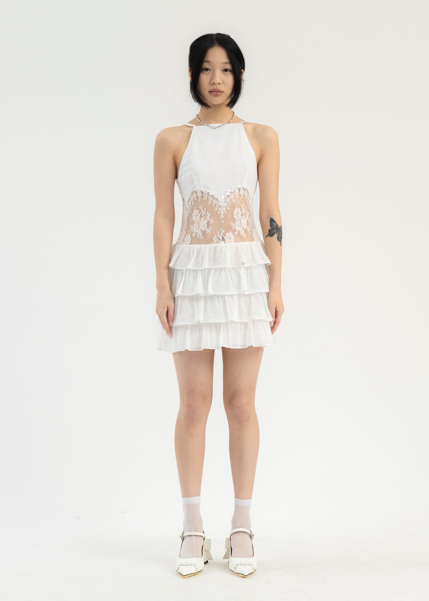 White Patchwork Multi-Layer Short Dress – 017 Shop