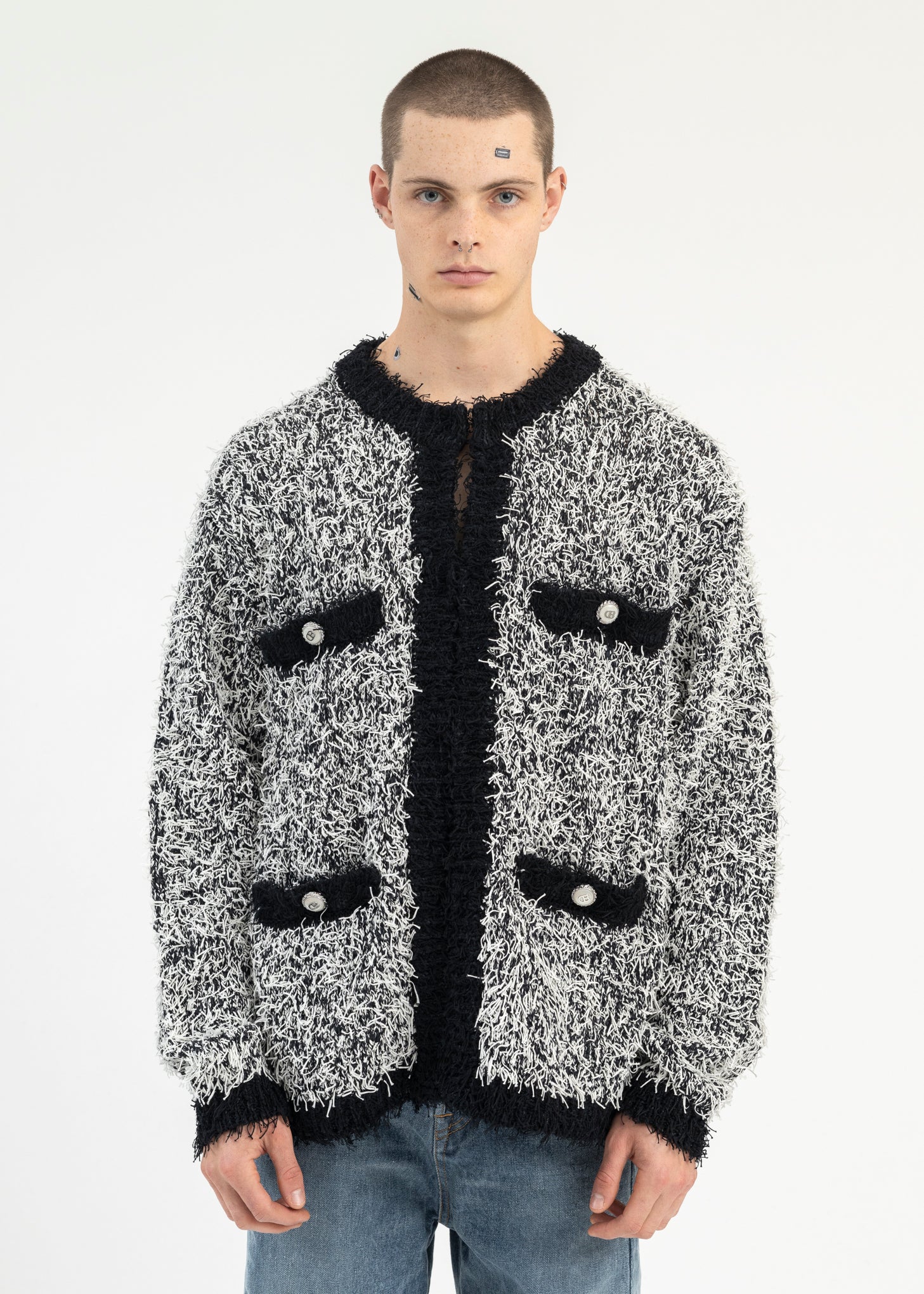 BLACK TWEED KNIT CARDIGAN – 017 Shop