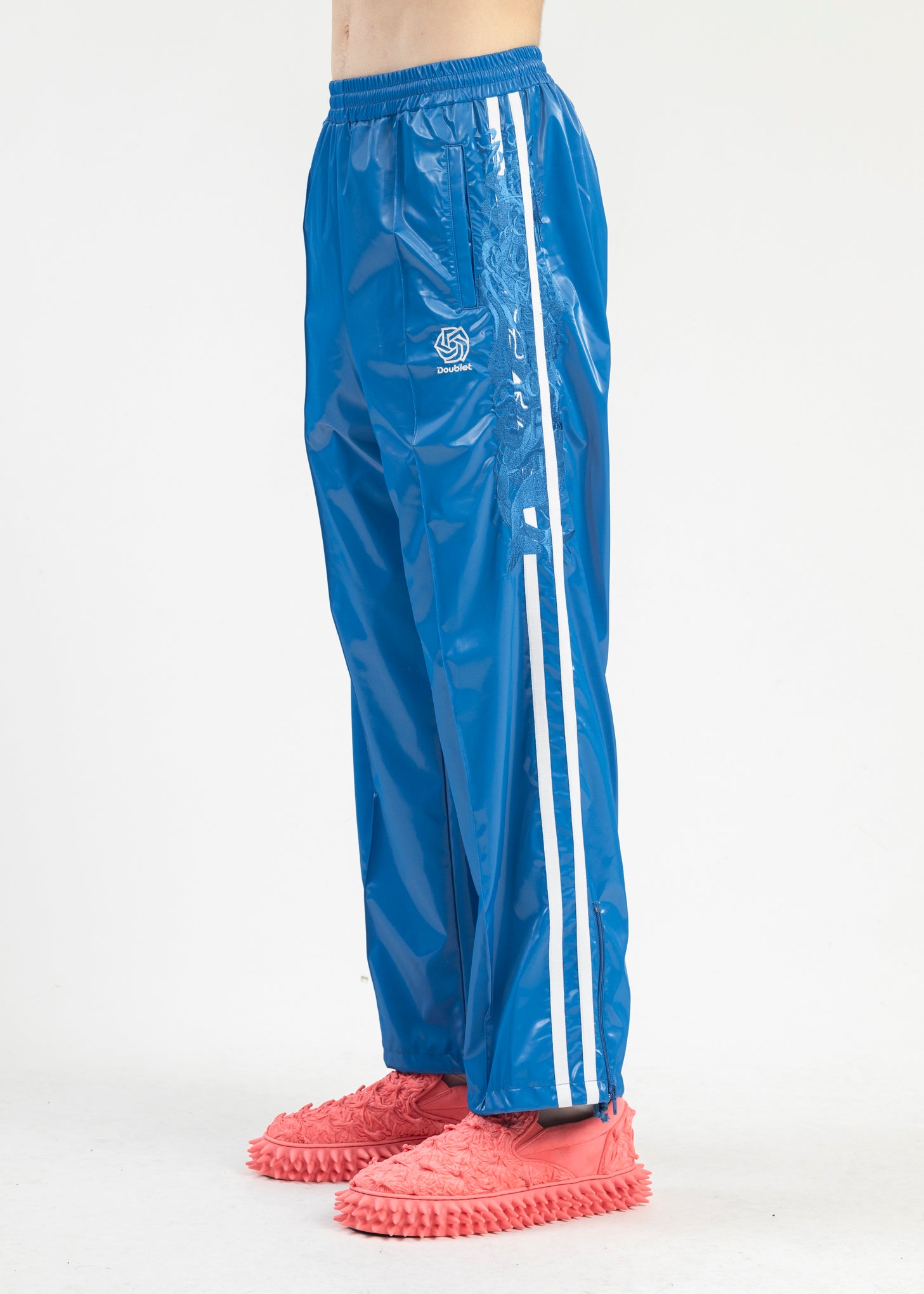 BLUE LAMINATE TRACK PANTS – 017 Shop