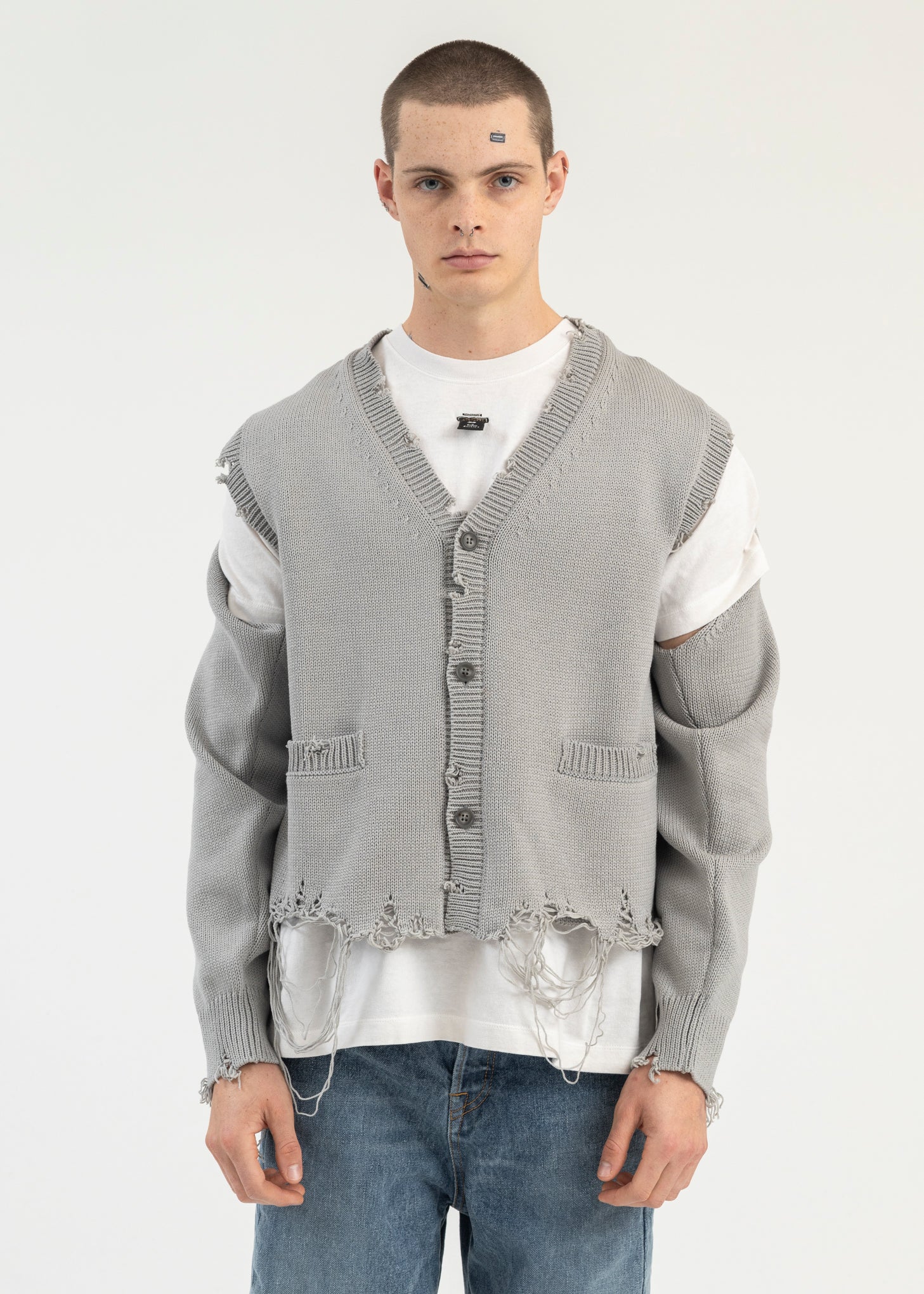 GREY 2WAY SLEEVE CARDIGAN – 017 Shop