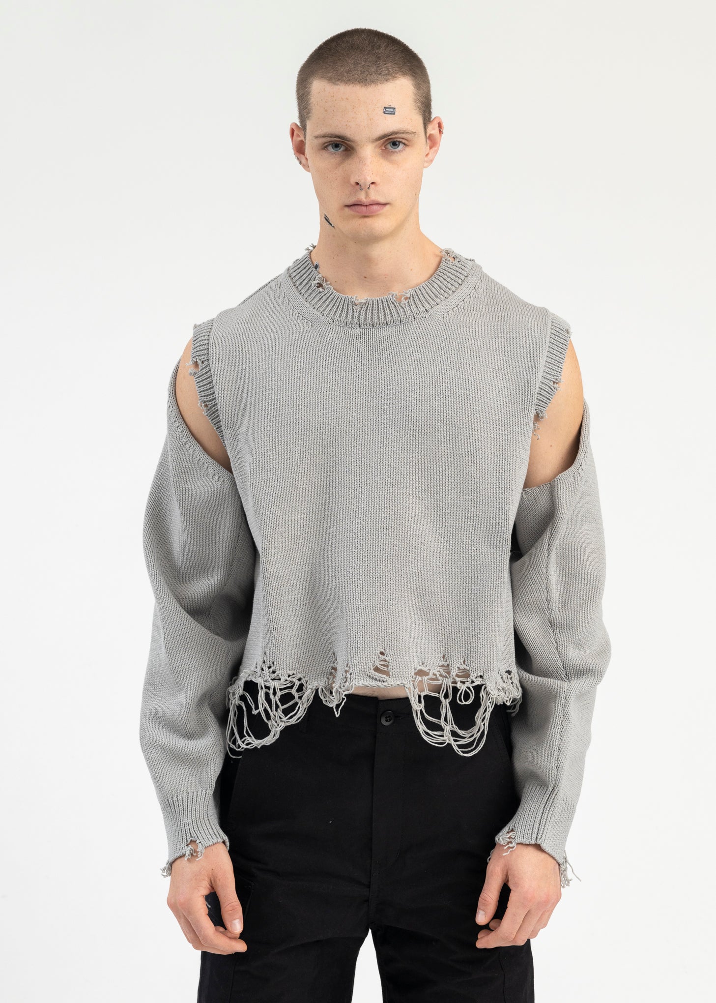 GREY 2WAY SLEEVE SWEATER – 017 Shop