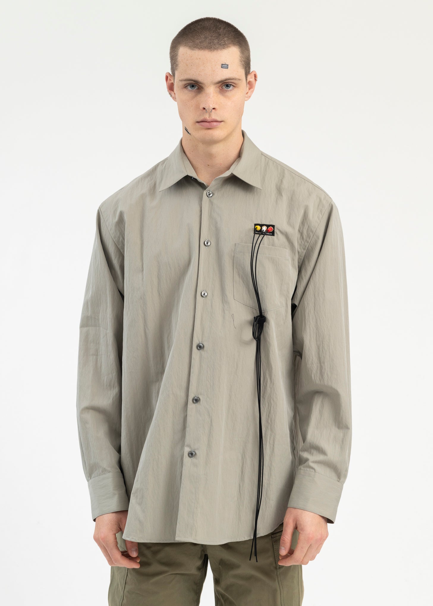 GREY RCA CABLE EMBROIDERY SHIRT – 017 Shop