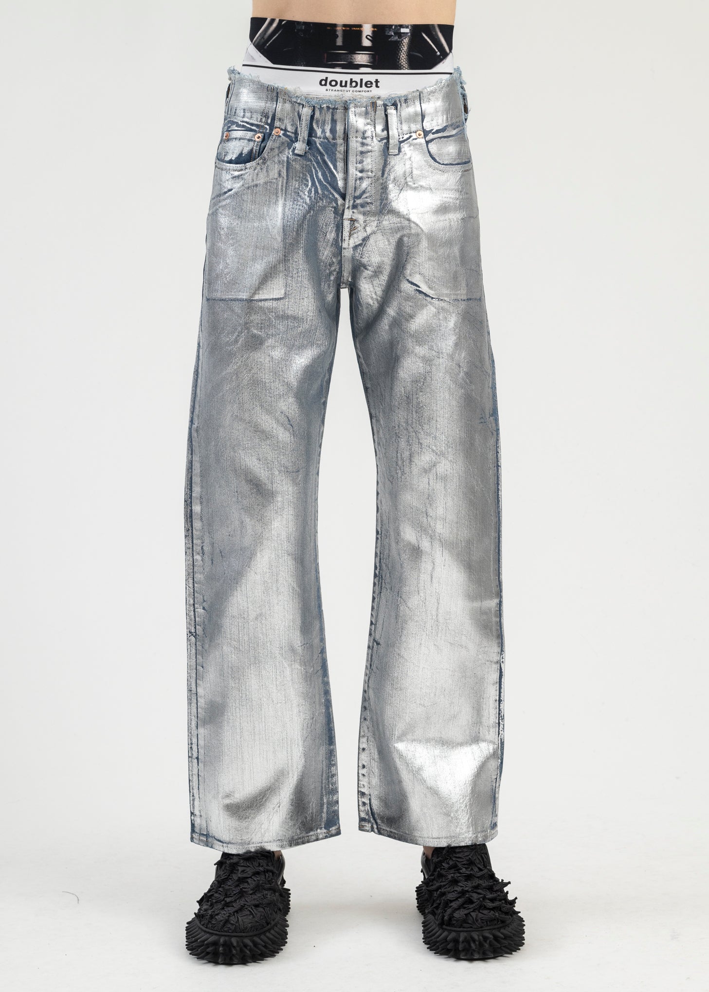 SILVER FOIL DENIM PANTS – 017 Shop