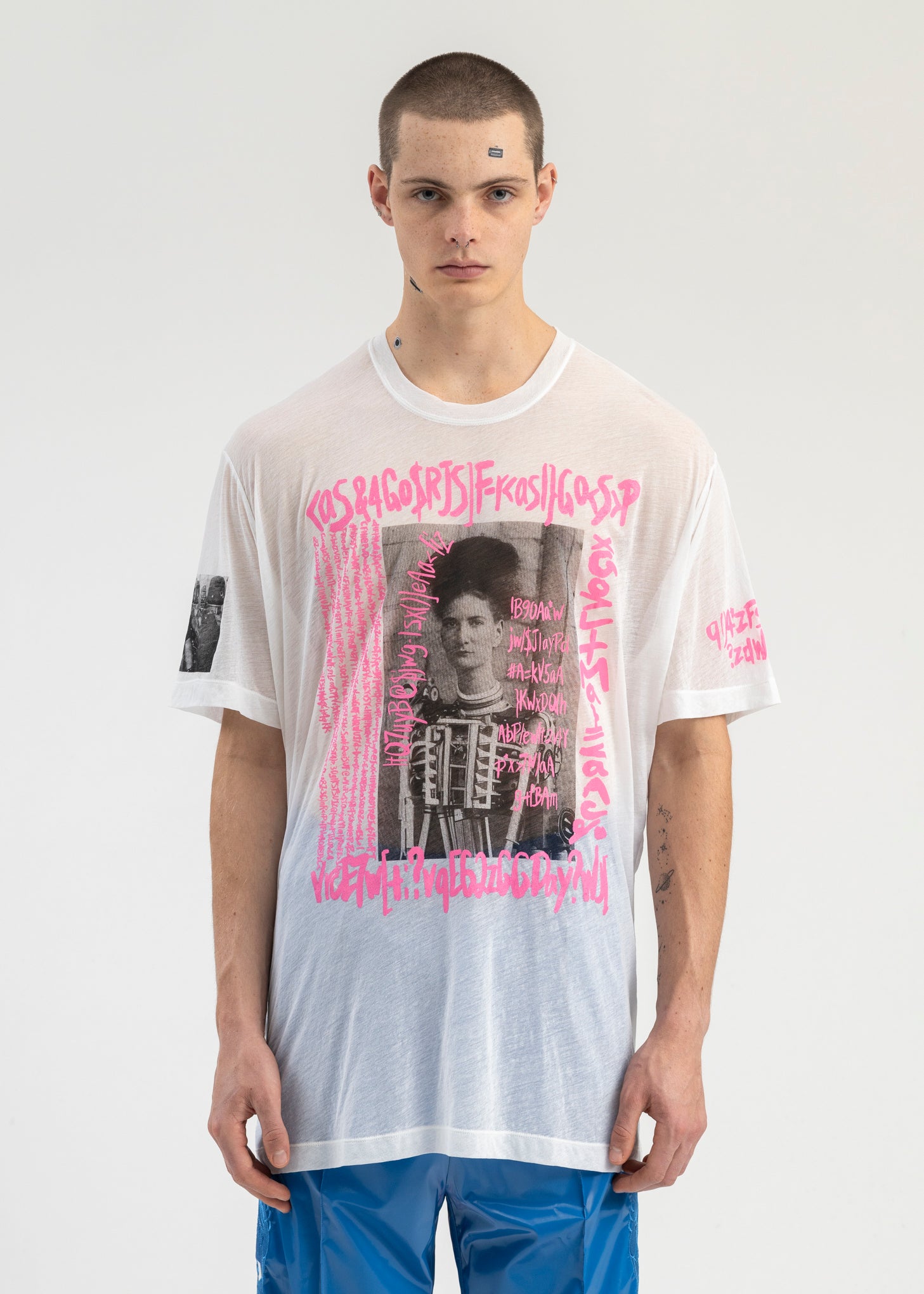 WHITE SEE-THROUGH PRINT T-SHIRT – 017 Shop