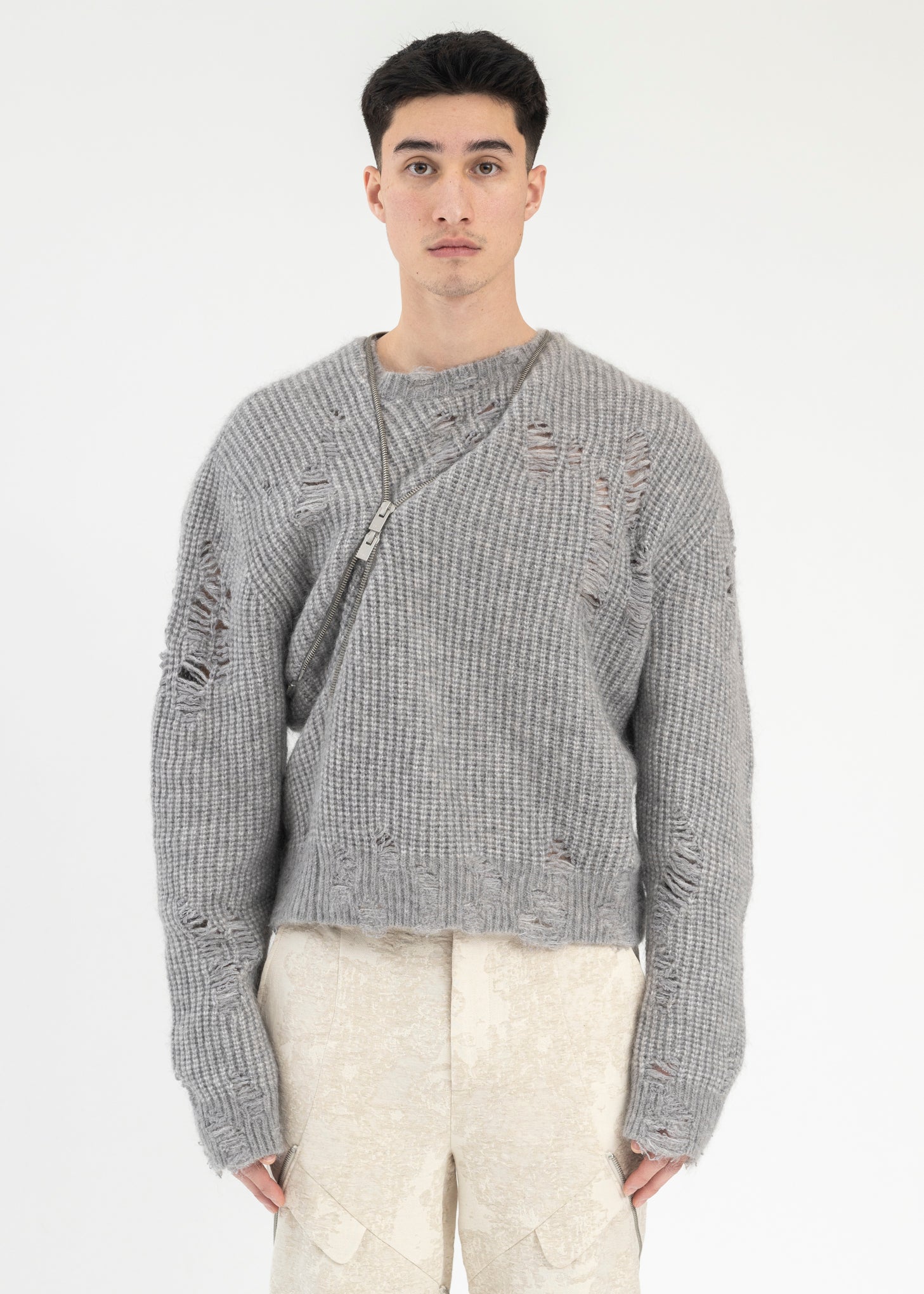 DARK GREY DISTRESSED CARDIGAN – 017 Shop