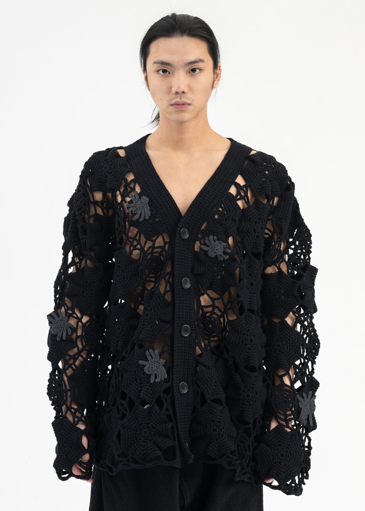 BLACK SPIDER KNIT CARDIGAN COLLABORATION WITH RURUMU: – 017 Shop