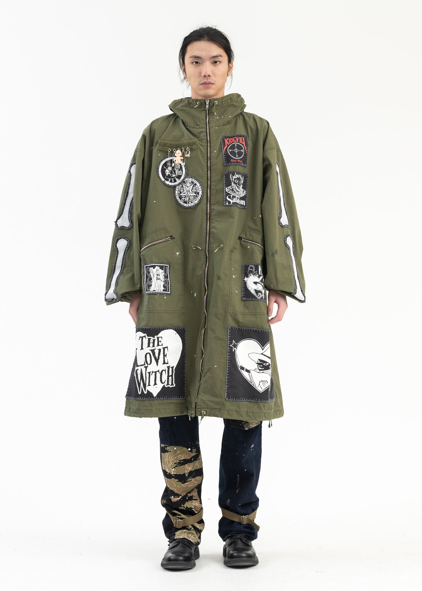 KHAKI GREEN MOHAWK PATCH MODS COAT – 017 Shop