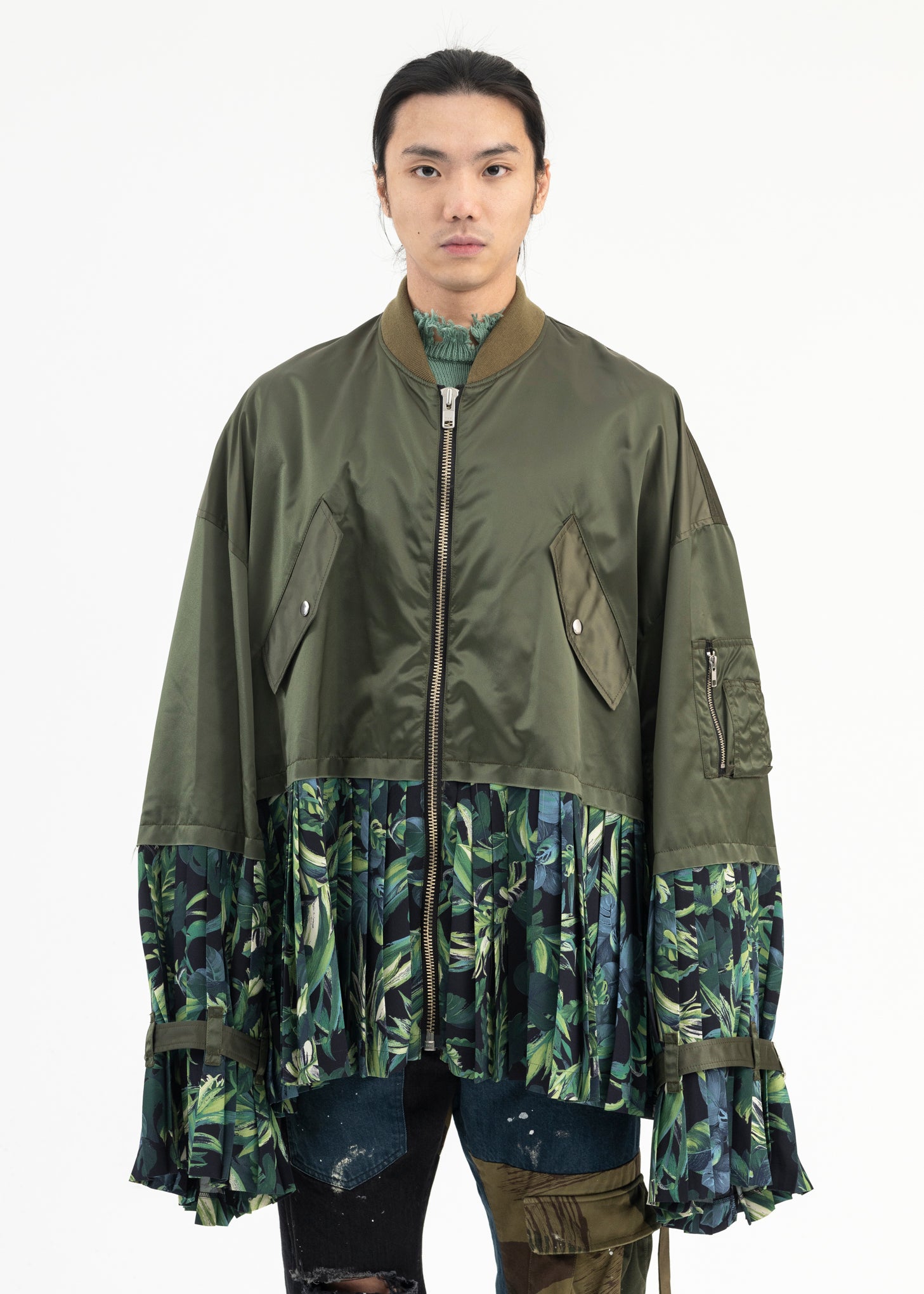 KHAKI GREEN PLEATED MA-1 JACKT – 017 Shop