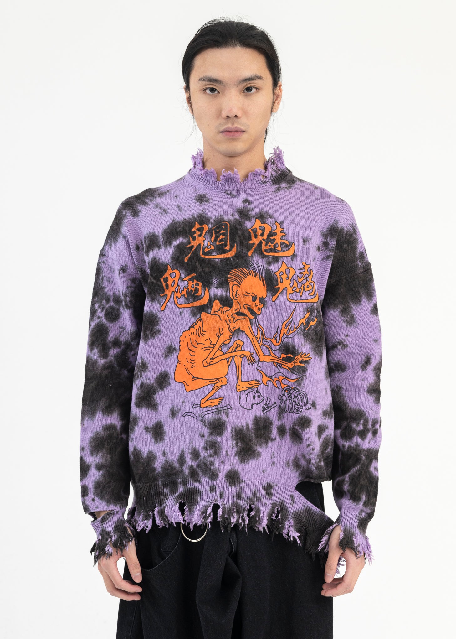 PURPLE DESTROY PULLOVER KNIT CHIMI MORYO PRINT – 017 Shop